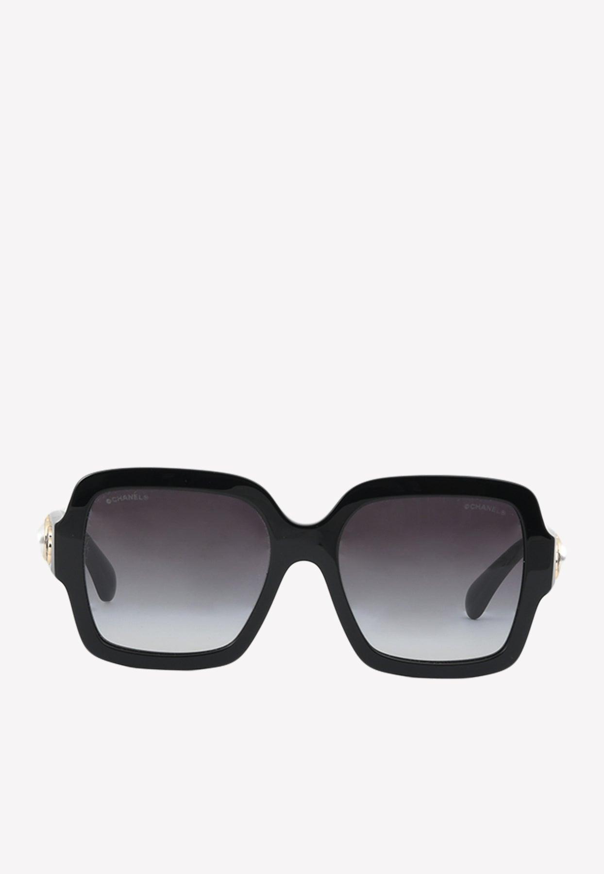 Chanel Oversized Square-shaped Sunglasses With Mix Charms in Black | Lyst