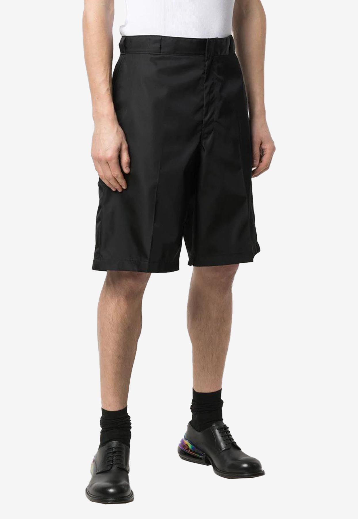 Prada Triangle Logo Re-Nylon Bermuda Shorts in Black for Men | Lyst
