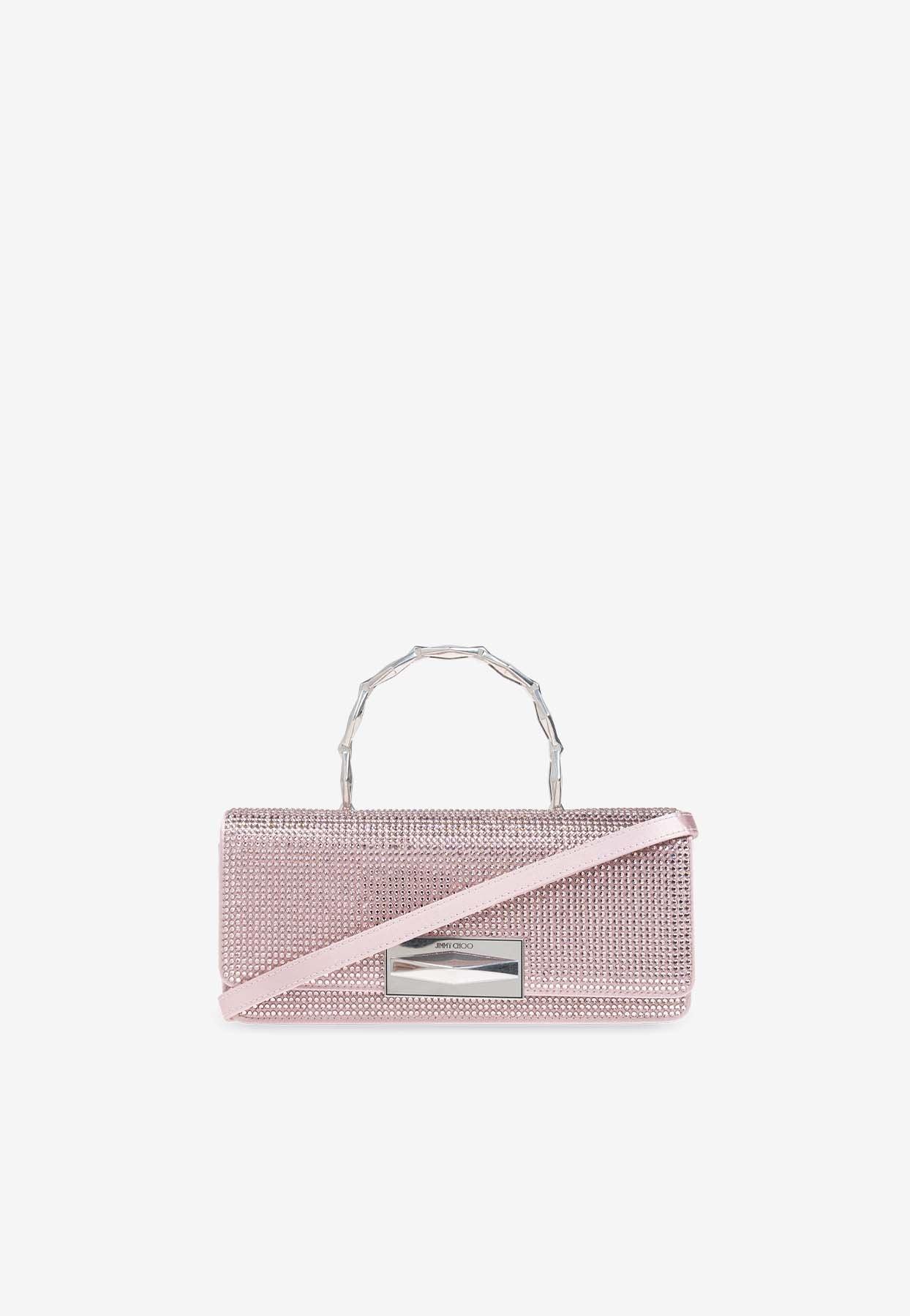 Jimmy Choo Diamond Chain Crystal Embellished Top Handle Bag in Pink | Lyst