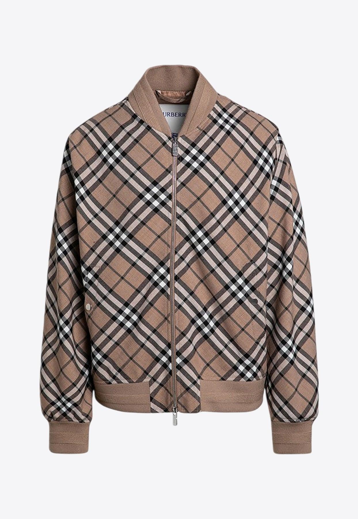 Burberry Vintage Check Harrington Bomber Jacket in Gray for Men | Lyst