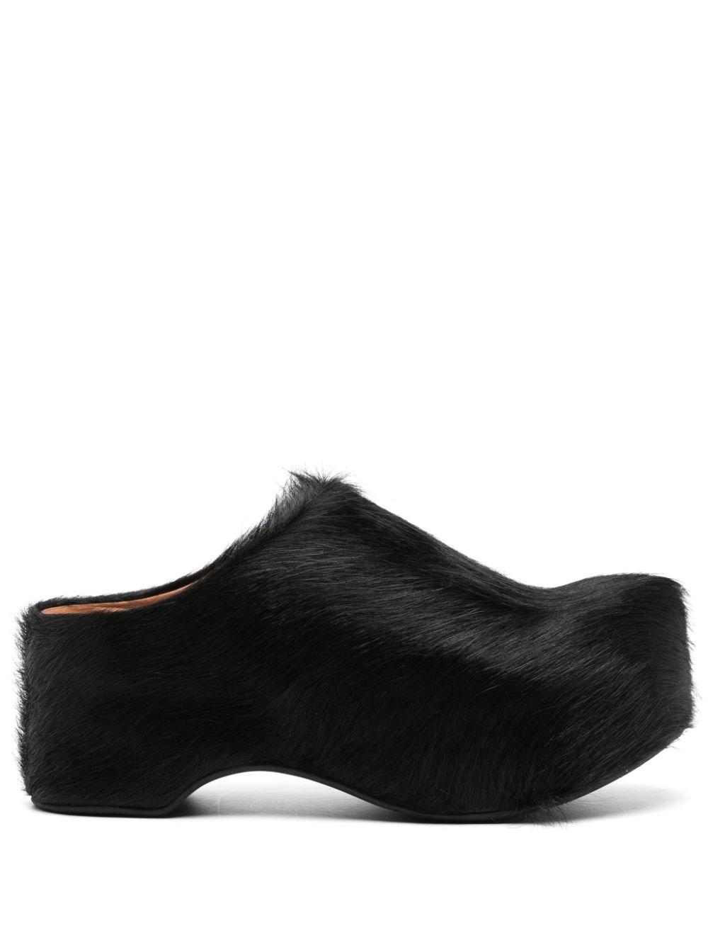 Marni Leather Sabot With Platform Sabot in Black | Lyst