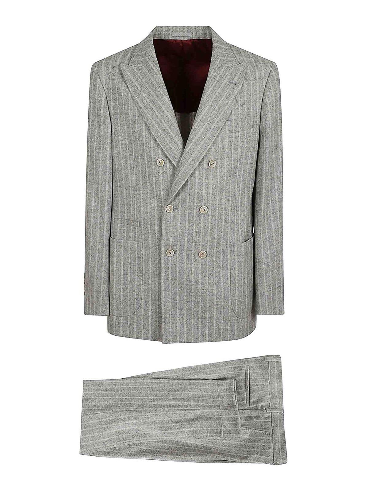 Brunello Cucinelli Flannel Suit in Gray for Men | Lyst