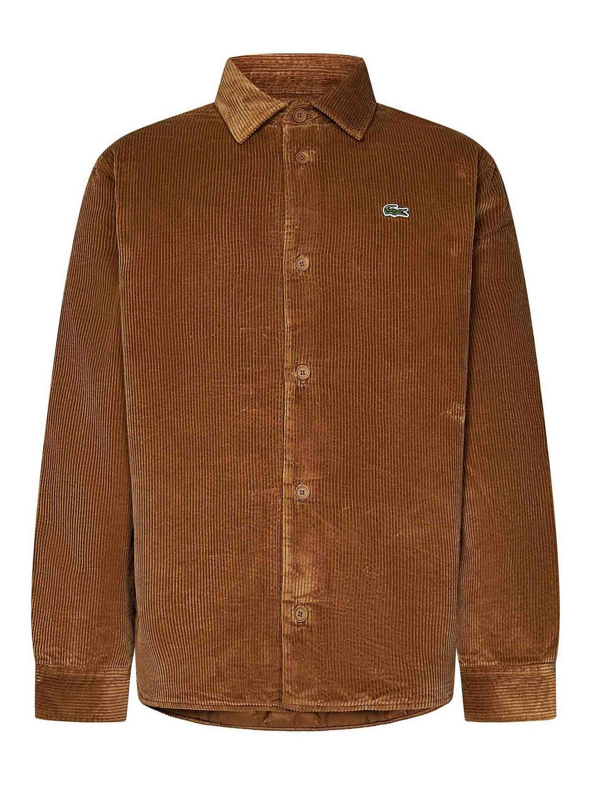 Lacoste Light-Padded Cotton Corduroy Overshirt in Brown for Men | Lyst