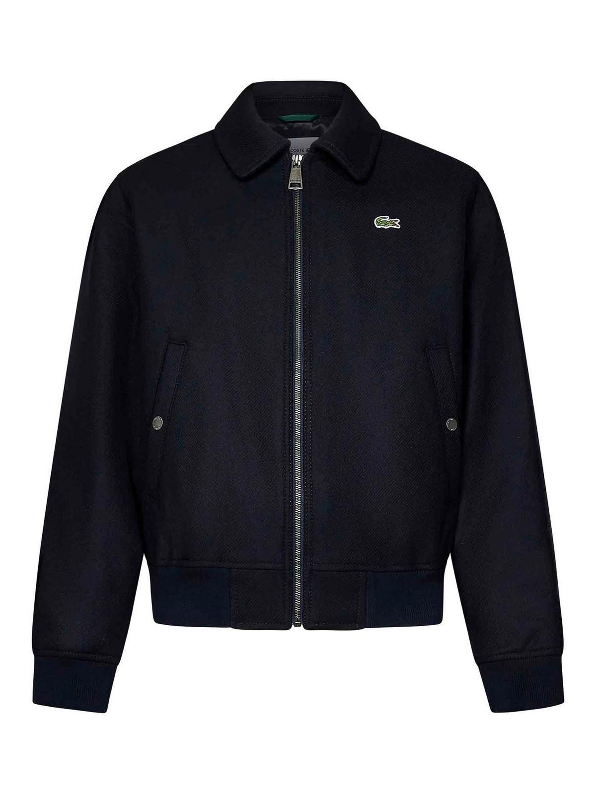 Lacoste Wool Blend Padded Aviator Jacket in Blue for Men | Lyst