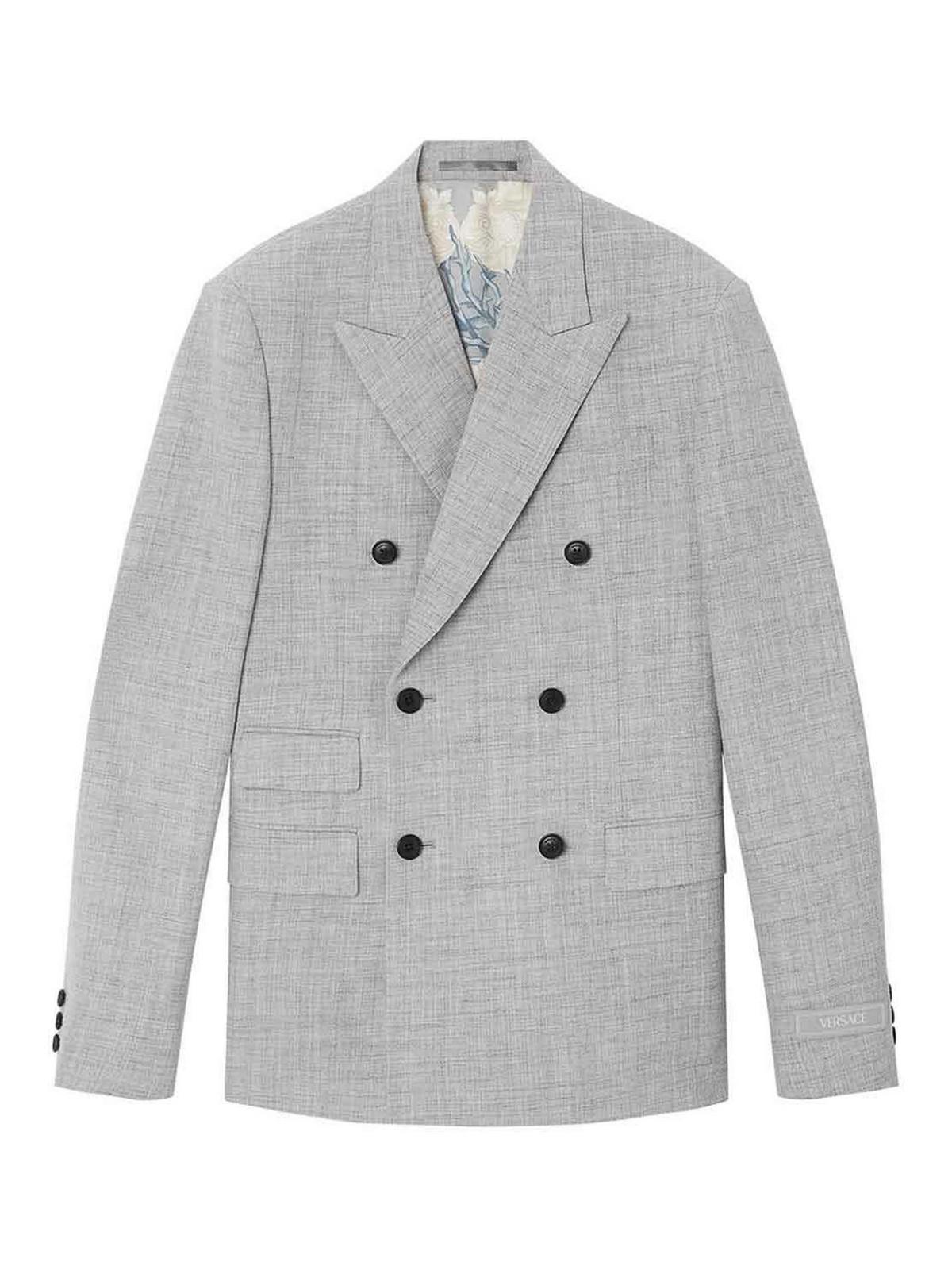 Versace Blazer Jacket in Grey for Men | Lyst UK