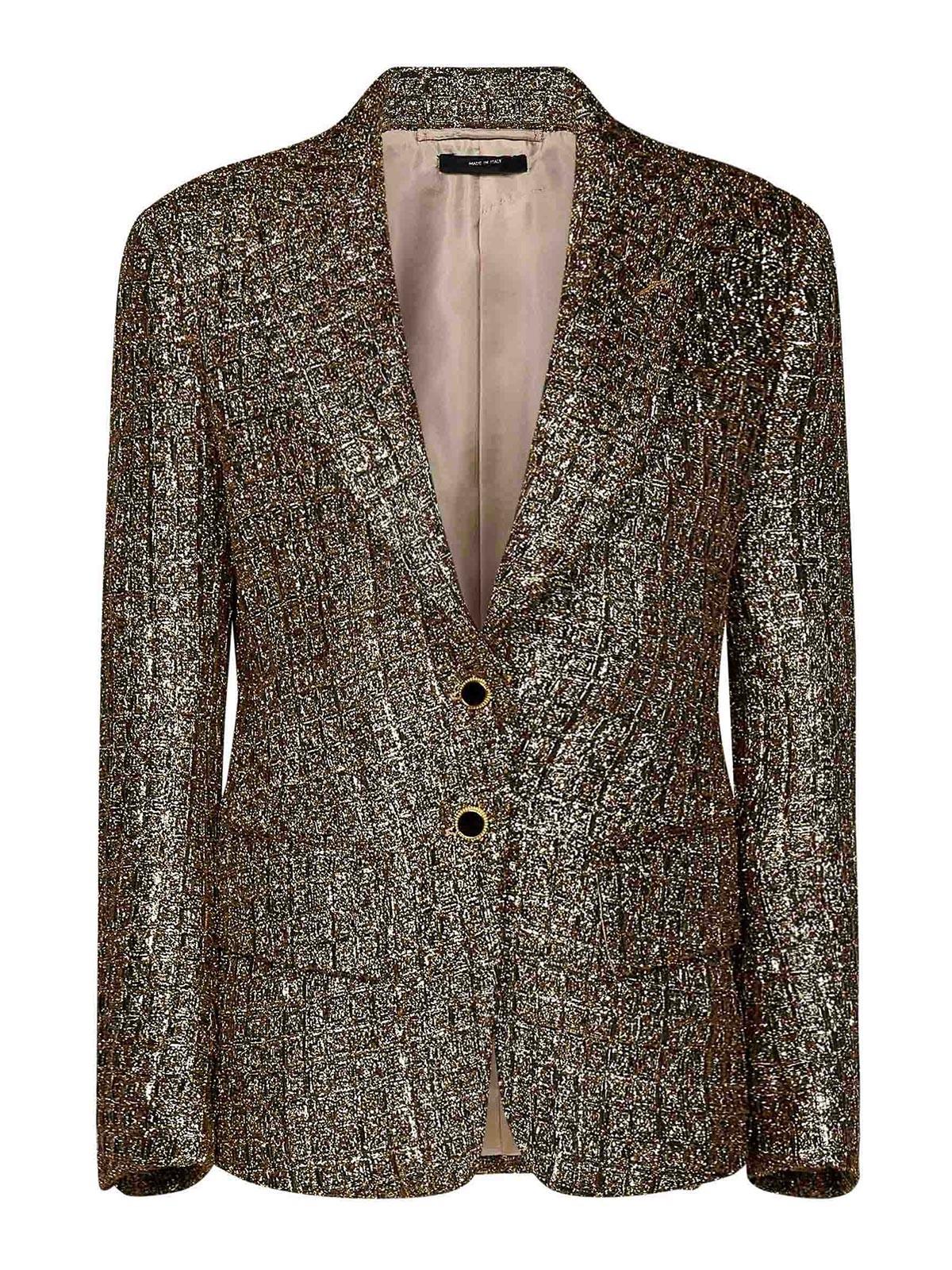 Tom Ford Gold Blazer With Jewel Buttons in Metallic | Lyst