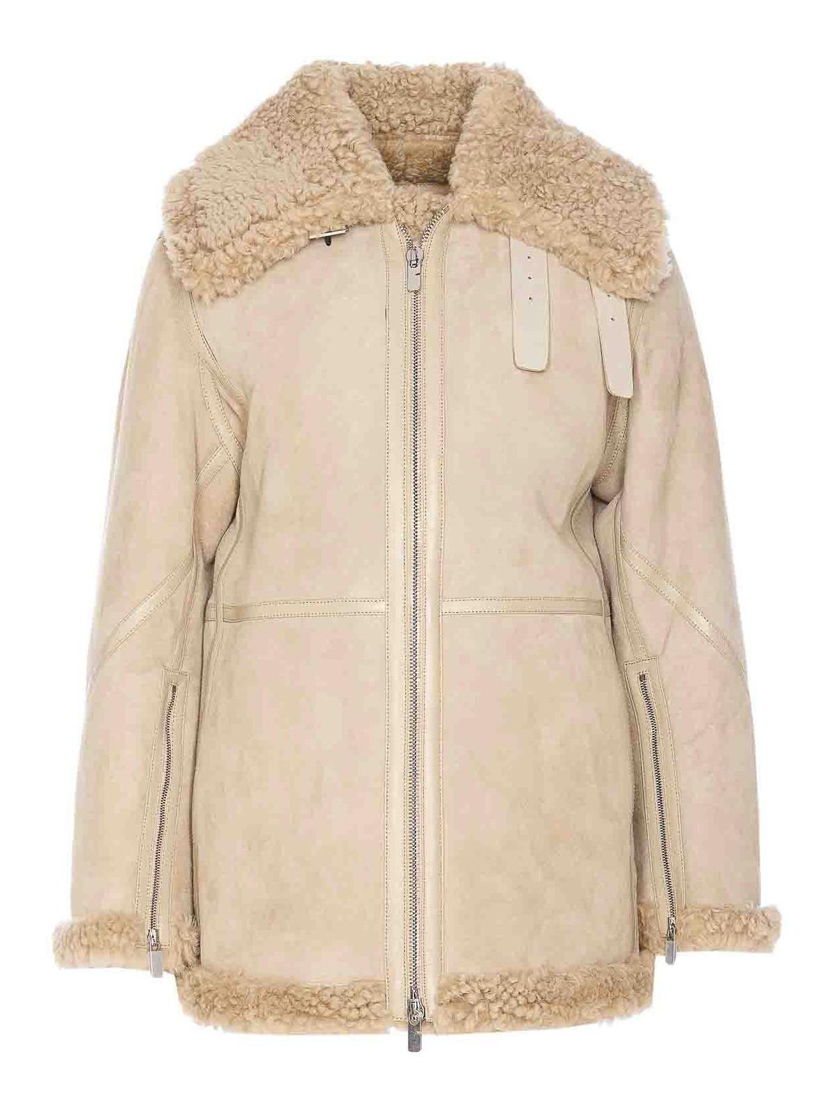 Burberry Shearling Aviator Jacket in Natural | Lyst