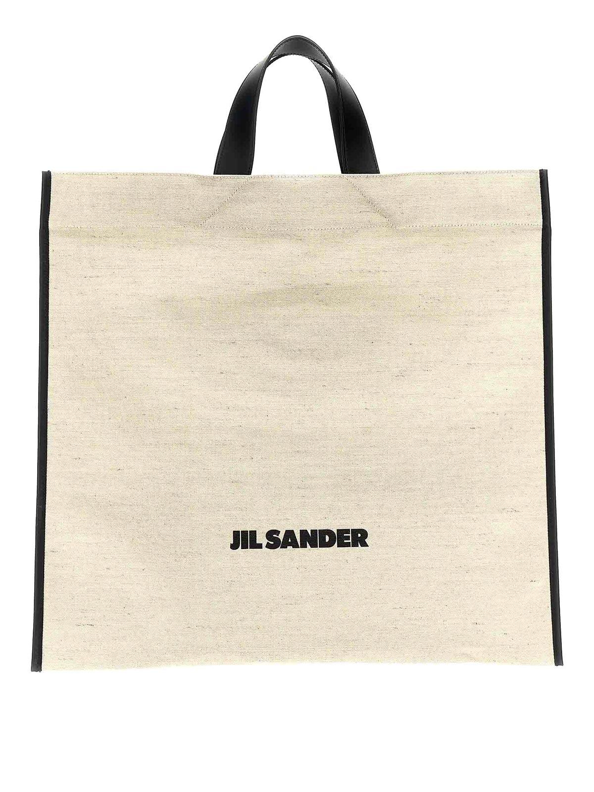 Jil Sander Border Book Tote Square Shopping Bag in Natural | Lyst