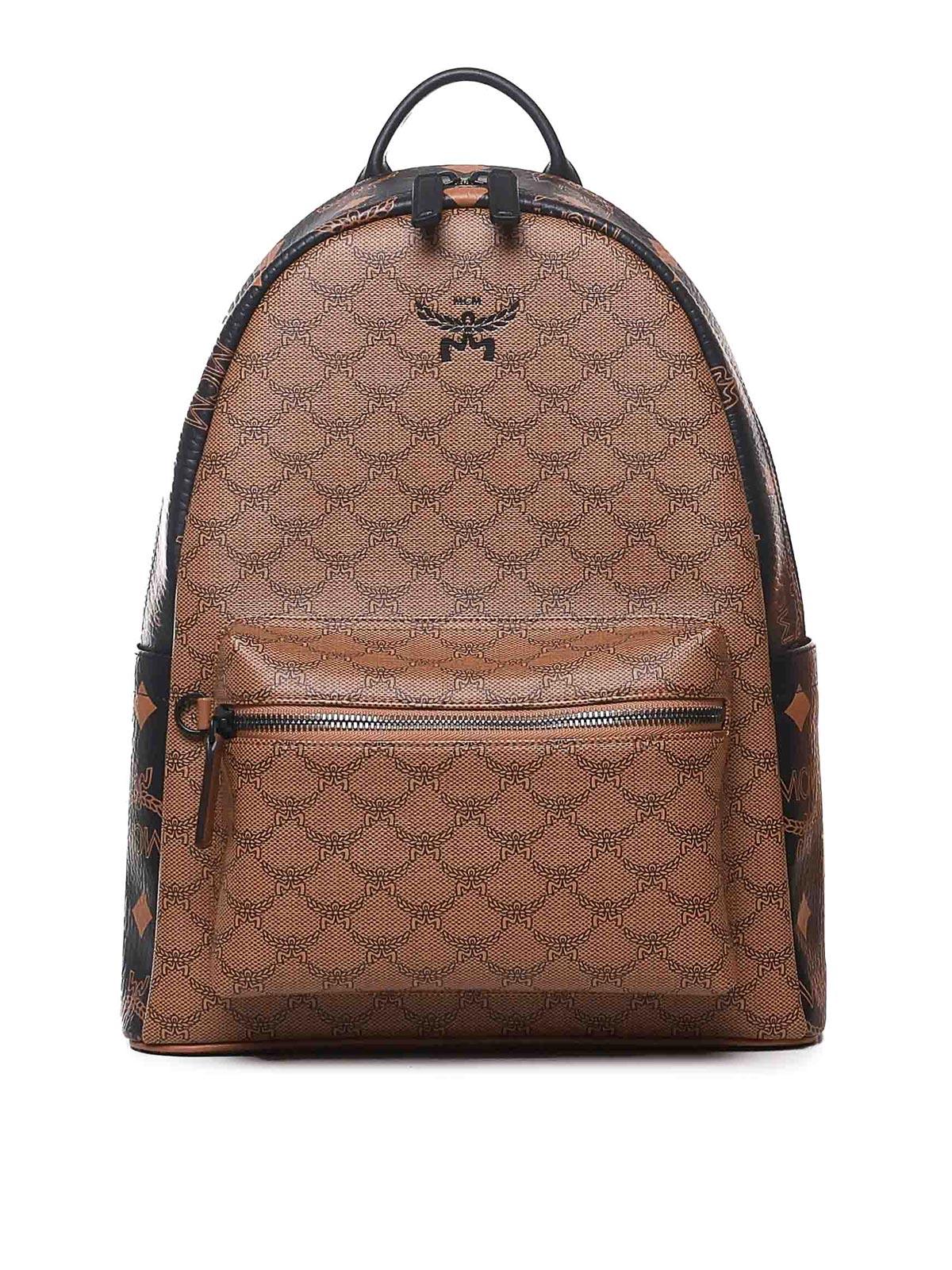 MCM Shiny Leather Effect Backpack in Brown for Men | Lyst UK