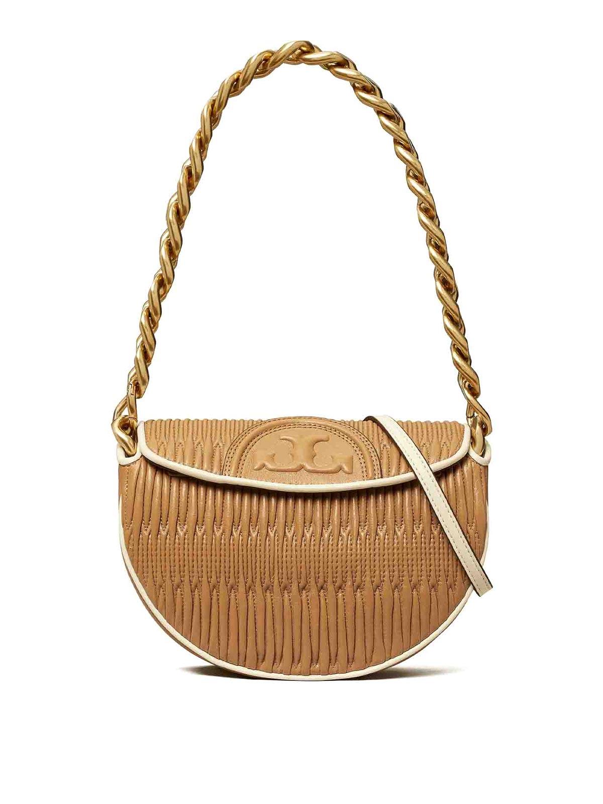 Tory Burch Fleming Crescent Moon Mini Bag in White | Lyst