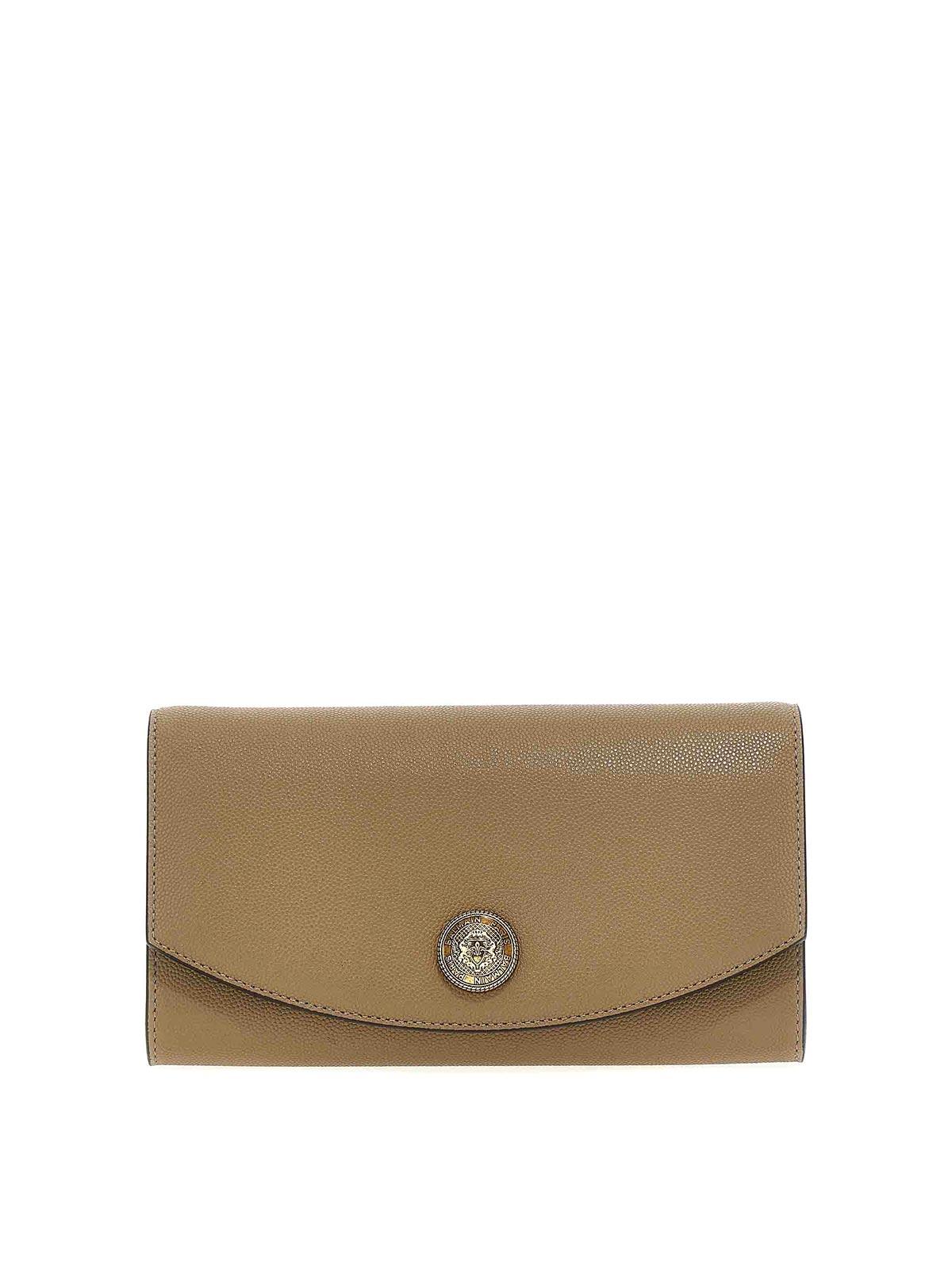 Balmain Emblem Clutch in Natural | Lyst UK