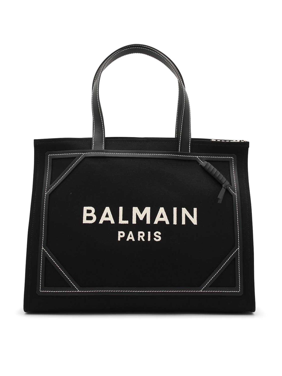 Balmain Cotton Tote in Black | Lyst UK