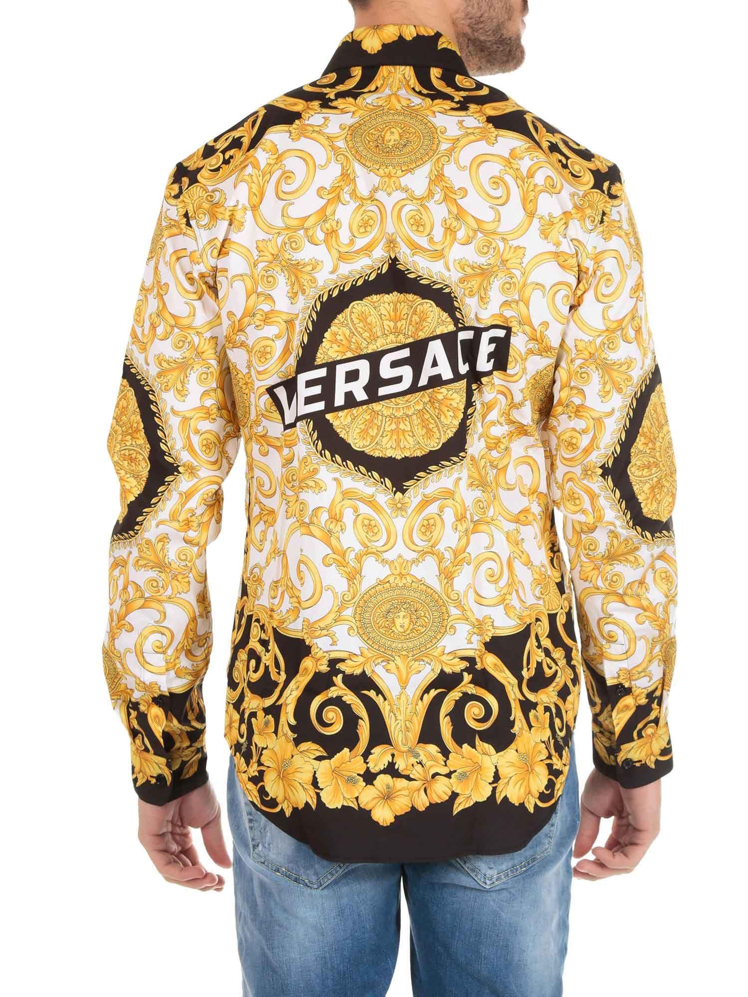 Versace Men's Long Sleeve Shirt Dress Shirt in Gold (Metallic) for Men ...