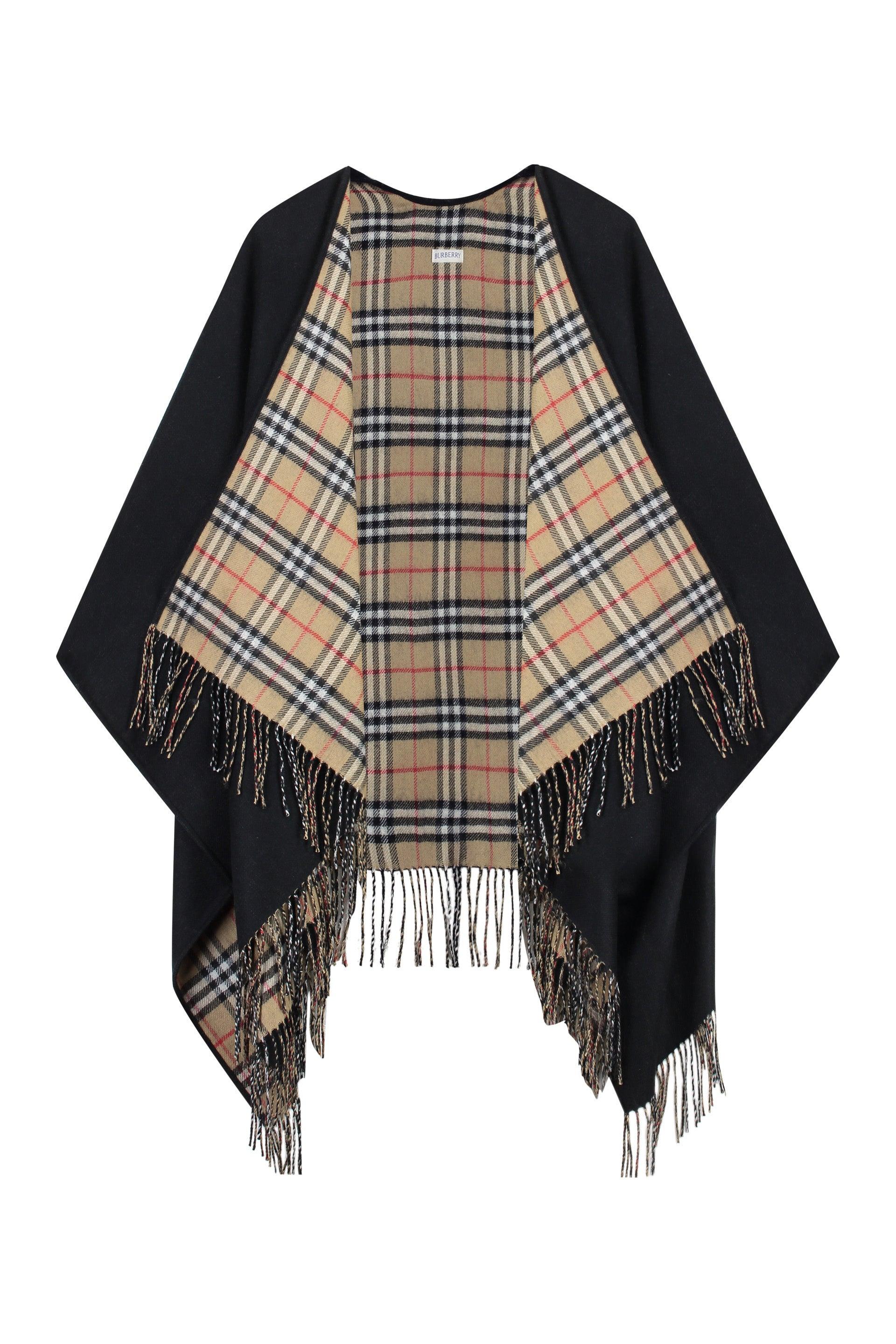 Burberry Wool Cape in Black | Lyst
