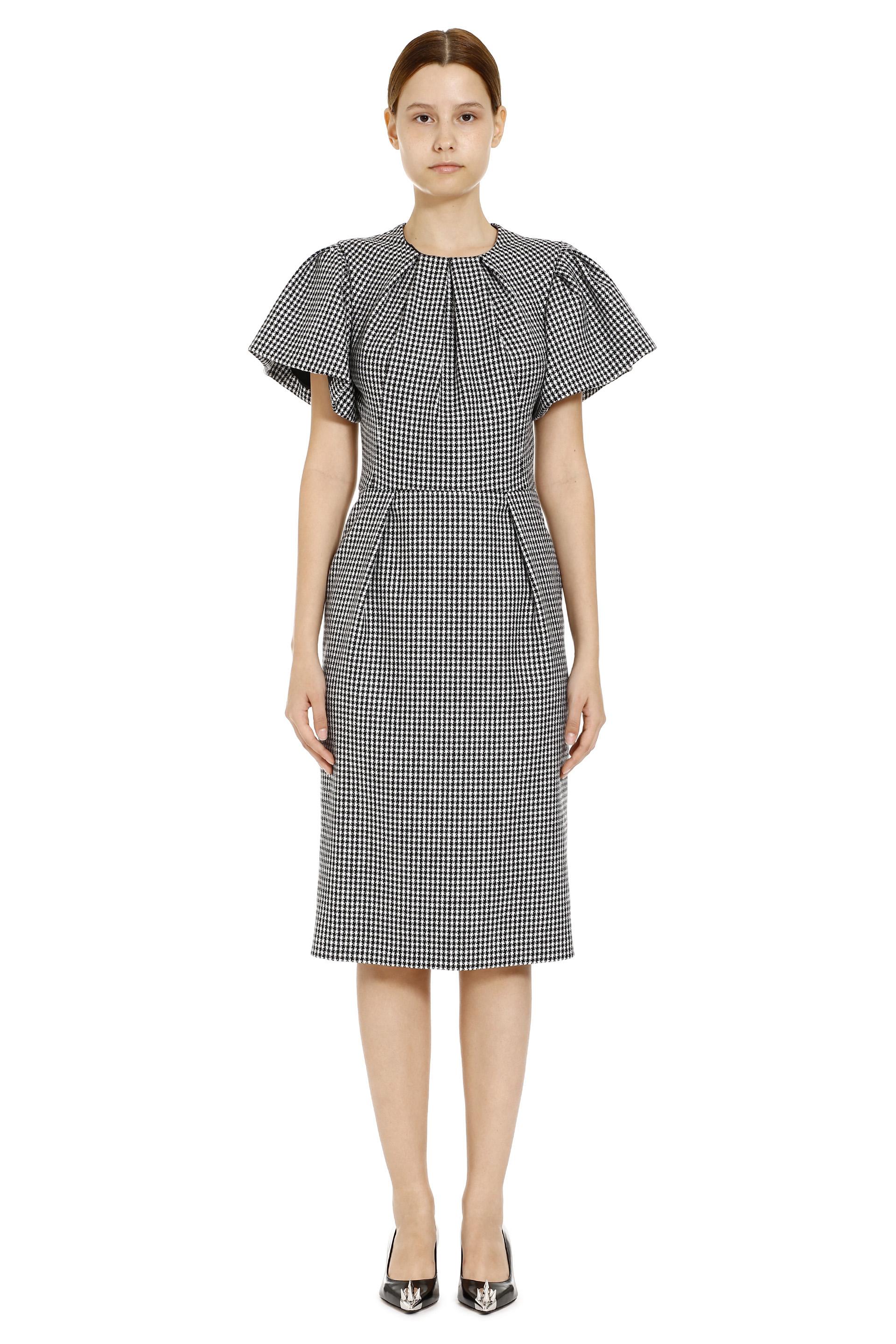 Alexander McQueen Synthetic Houndstooth Sheath Dress in Black - Lyst