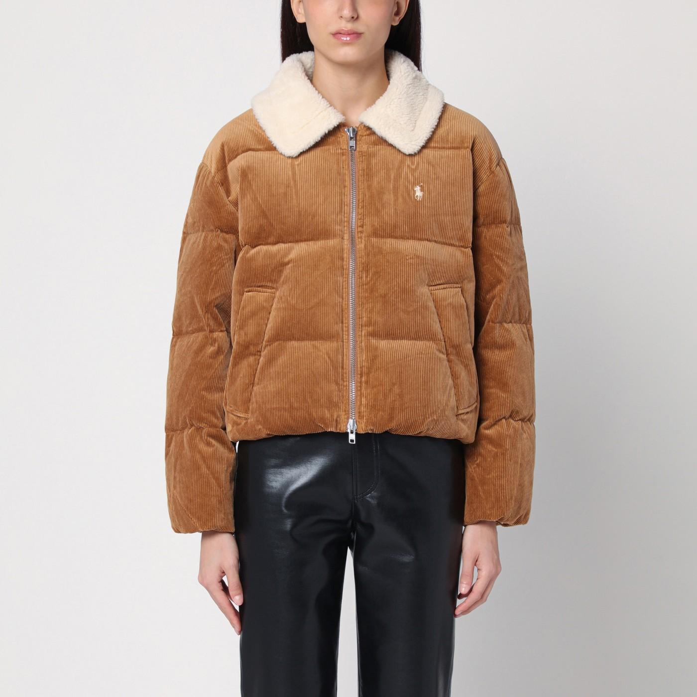 Polo Ralph Lauren Camel-coloured Corduroy Down Jacket in Brown | Lyst