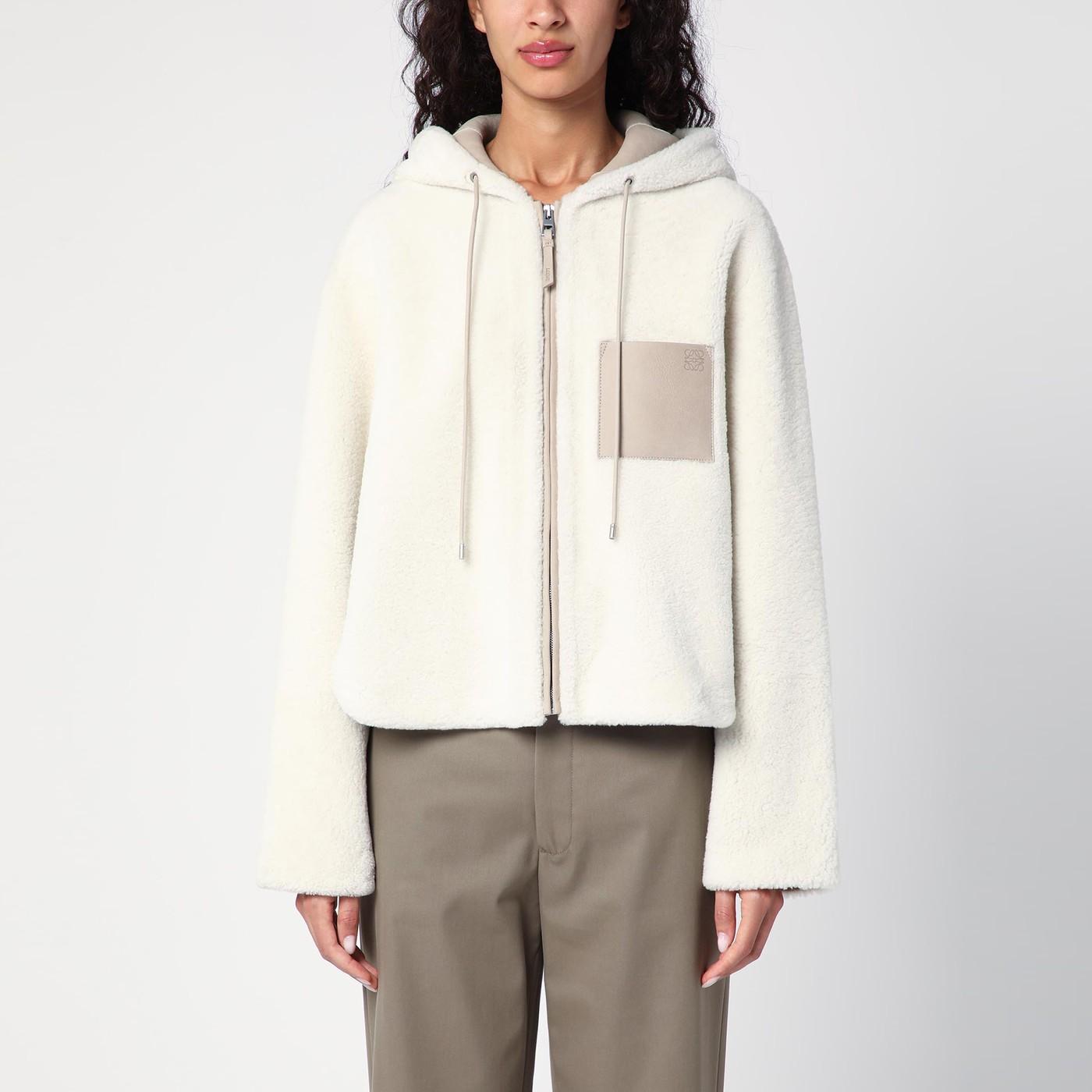 Loewe Zip Shearling Sweatshirt in White | Lyst Loewe Zip Shearling Sweatshirt in White | Lyst