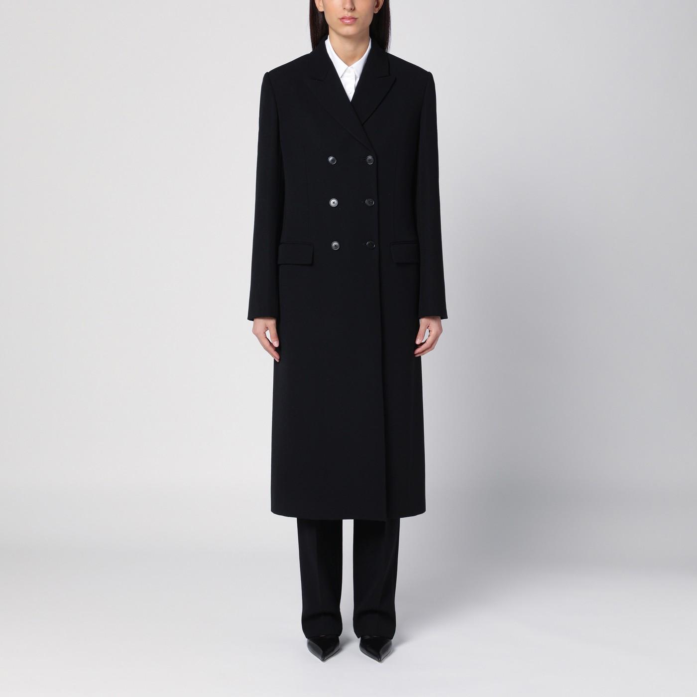 The Row Woody Wool Double-breasted Coat in Black | Lyst