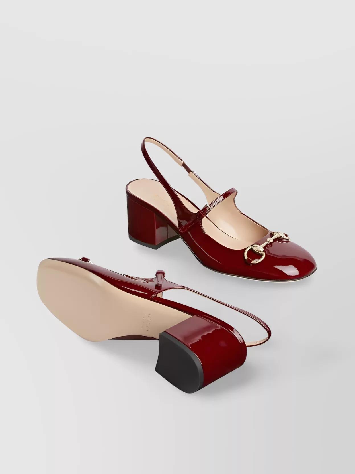 Gucci Square Toe Block Heel Patent Sling Back in Pink | Lyst