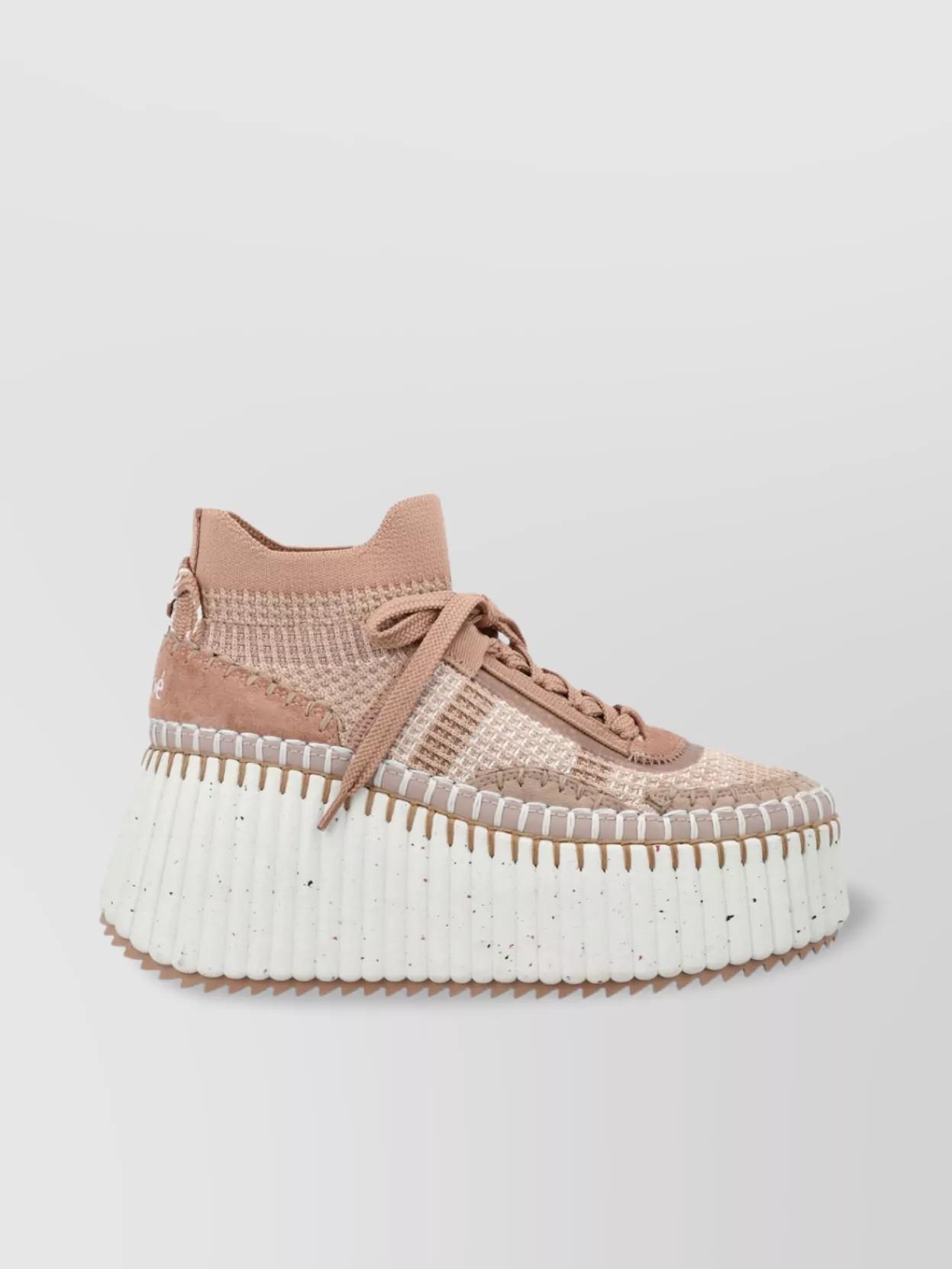 Chloé Double Sole Knit High-Top Sneakers in Natural | Lyst