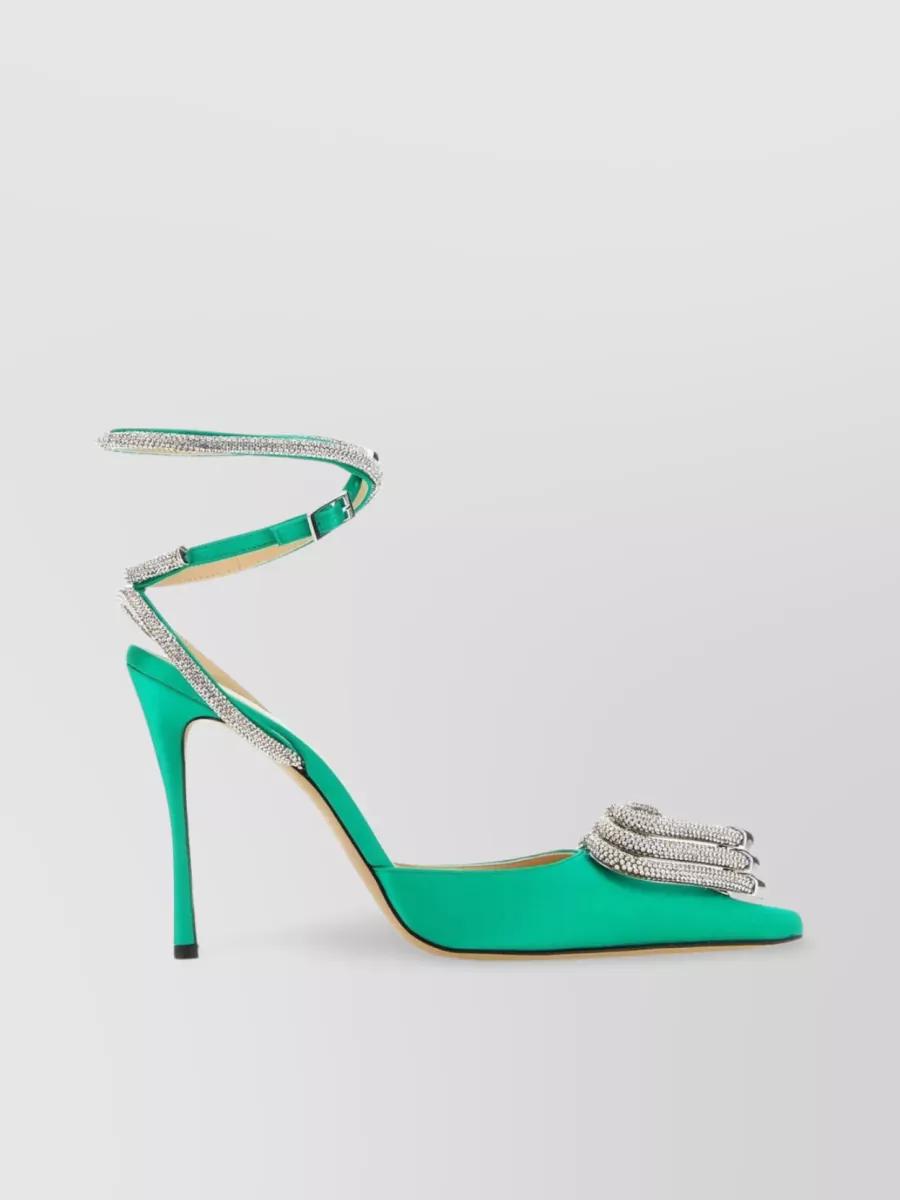 Mach & Mach Satin Triple Heart Rhinestone Pumps in Green | Lyst