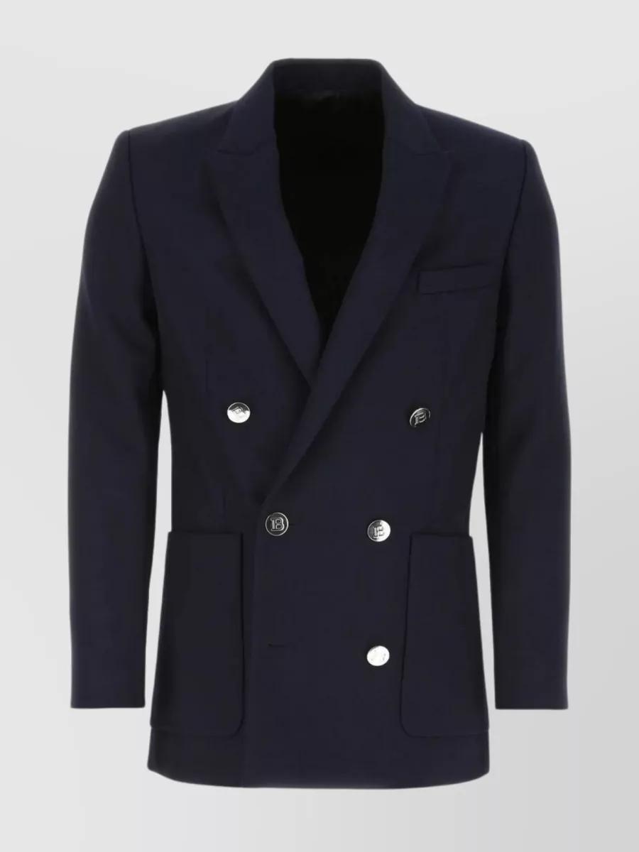 Balmain Tailored Wool Blazer With Back Slit And Padded Shoulders in ...