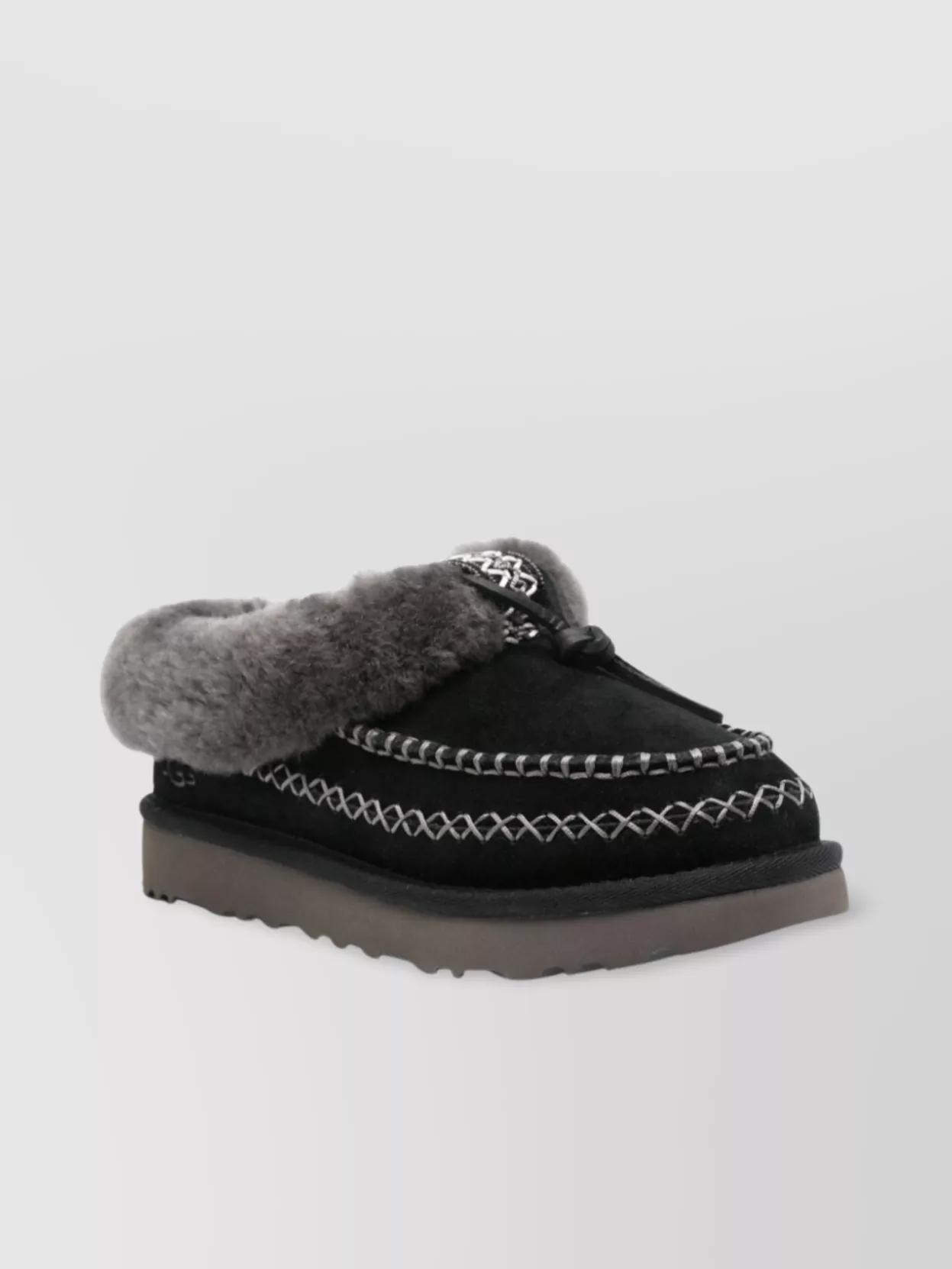UGG Round Toe Rubber Sole Stitch Detailing in Black | Lyst