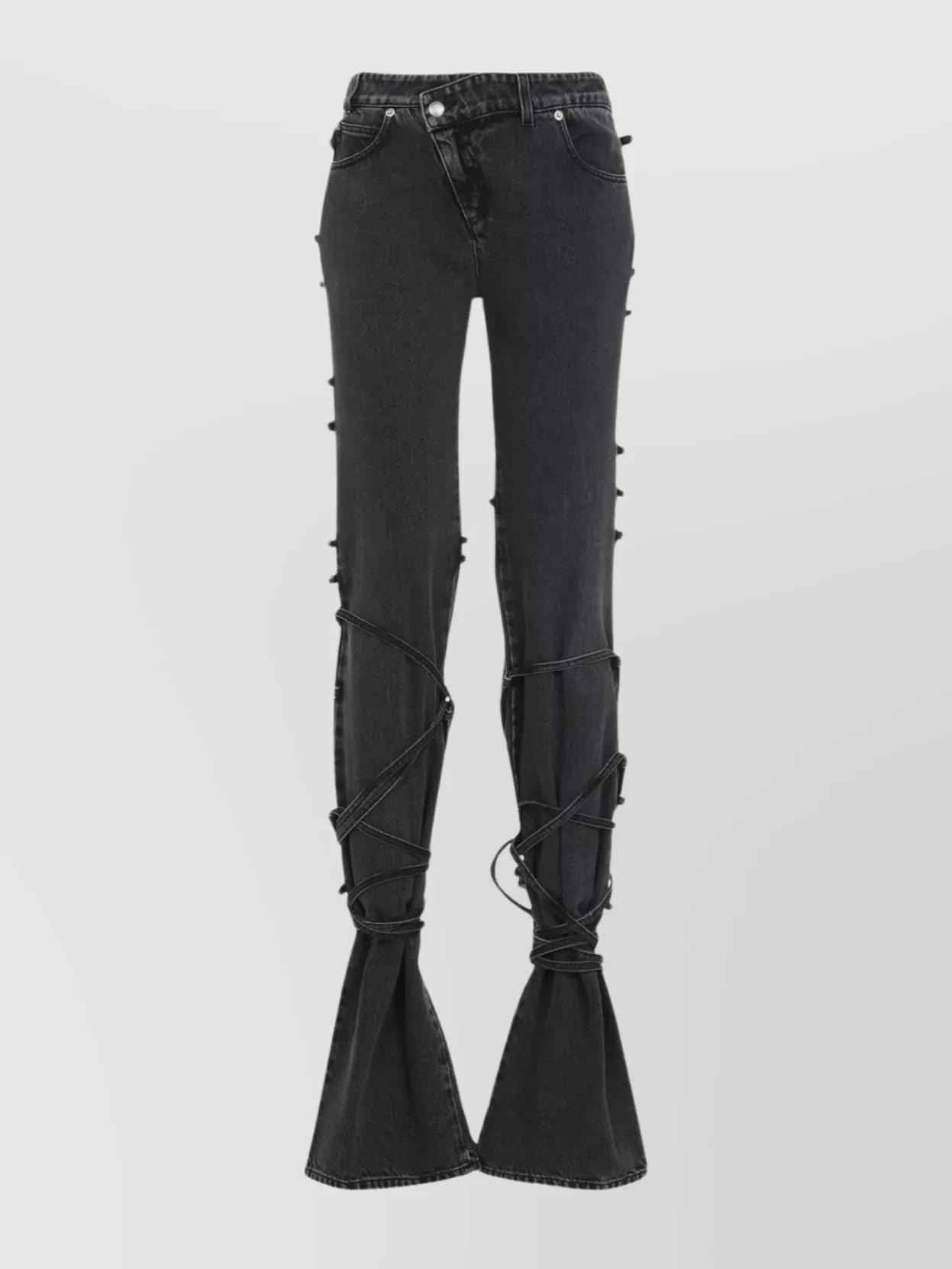 Alexander McQueen Denim Jeans Tied Straps Detail in Black | Lyst