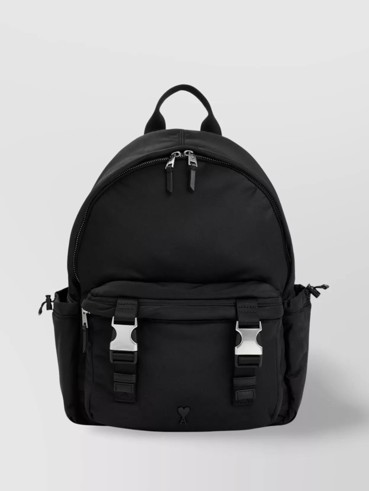 Ami Paris Heart Friend Flap Pocket Backpack in Black for Men | Lyst