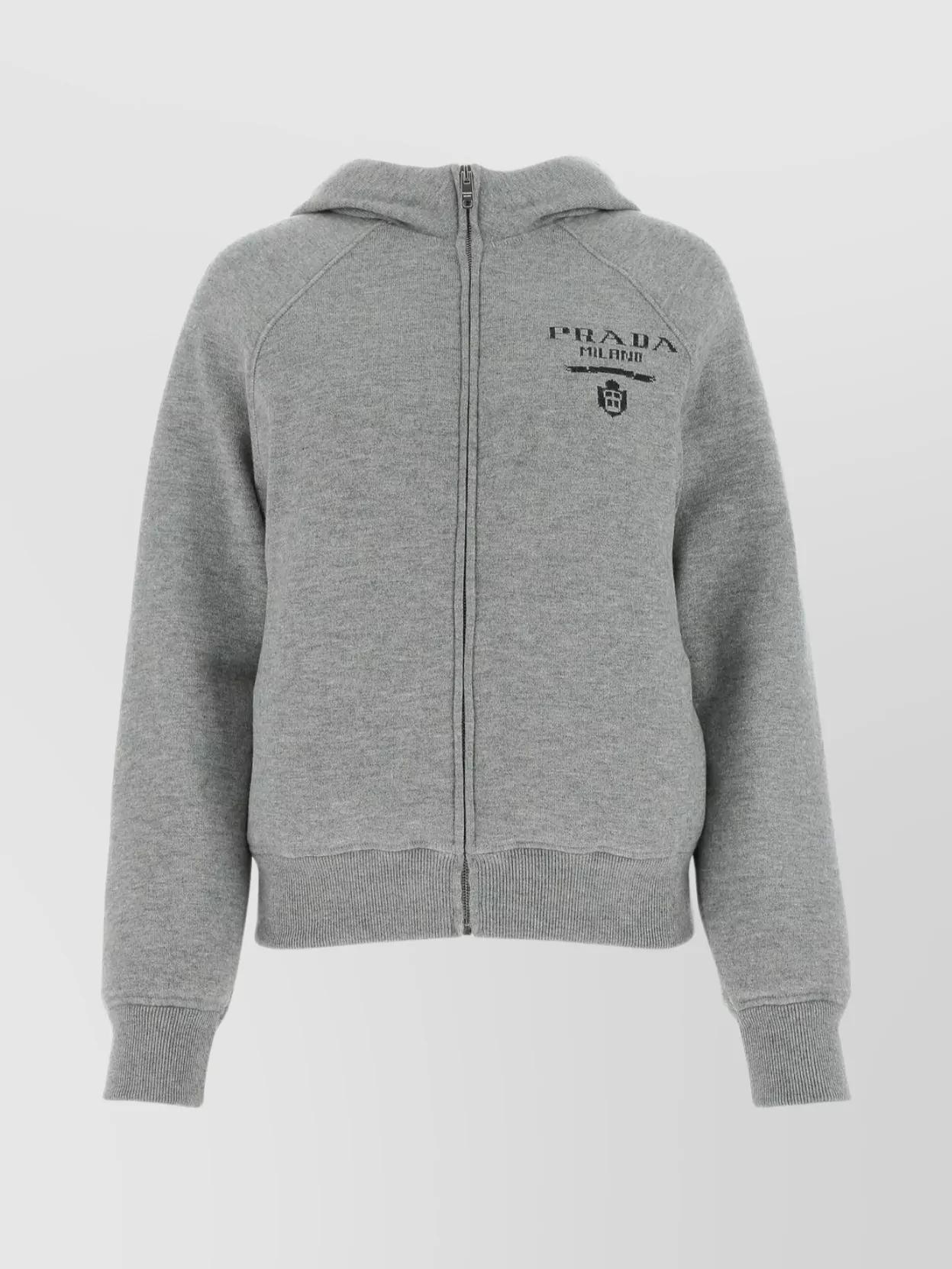 Prada Luxe Cashmere Blend Hooded Down Jacket in Gray | Lyst