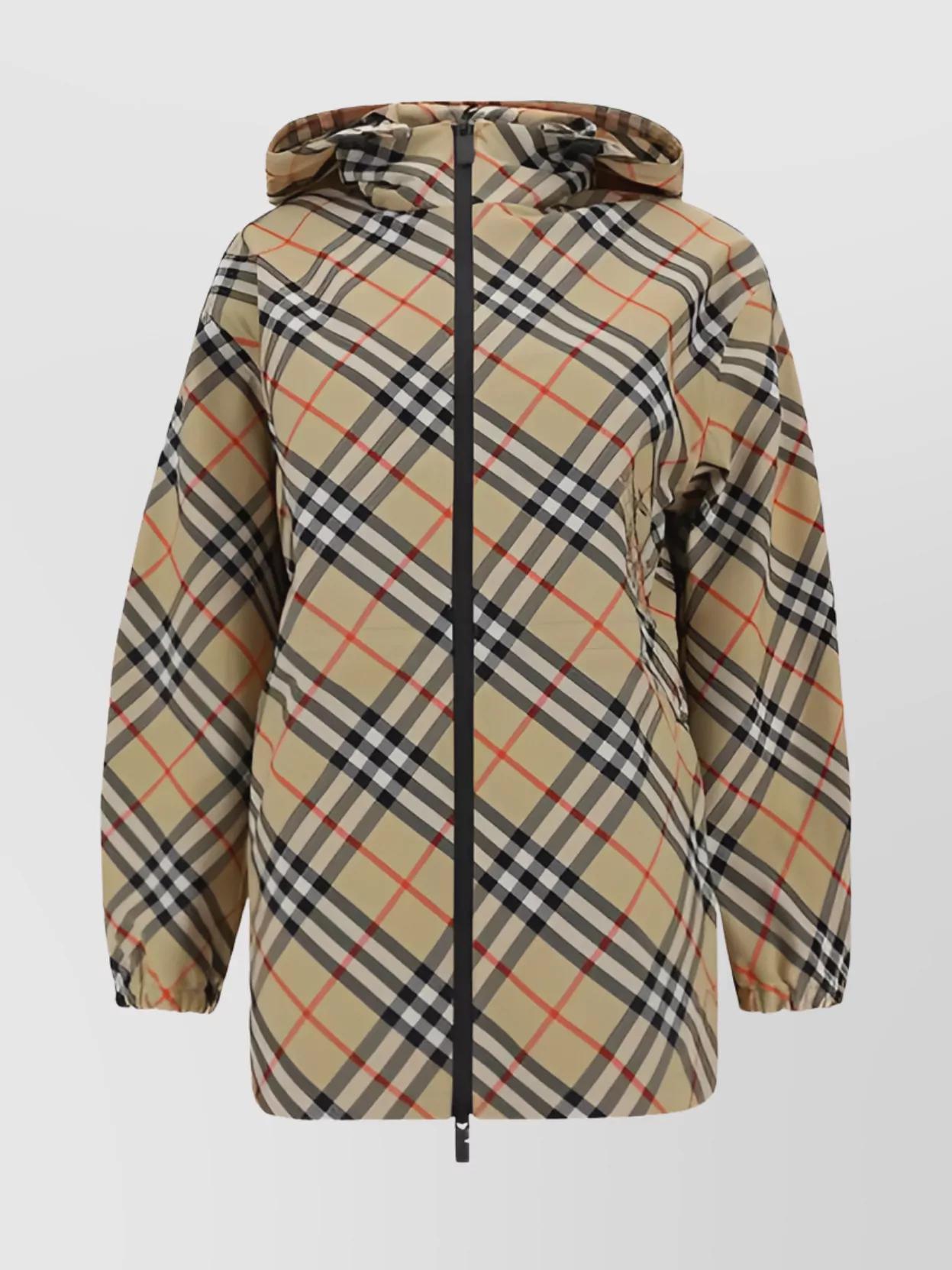 Burberry Check Pattern Casual Jackets in Brown | Lyst