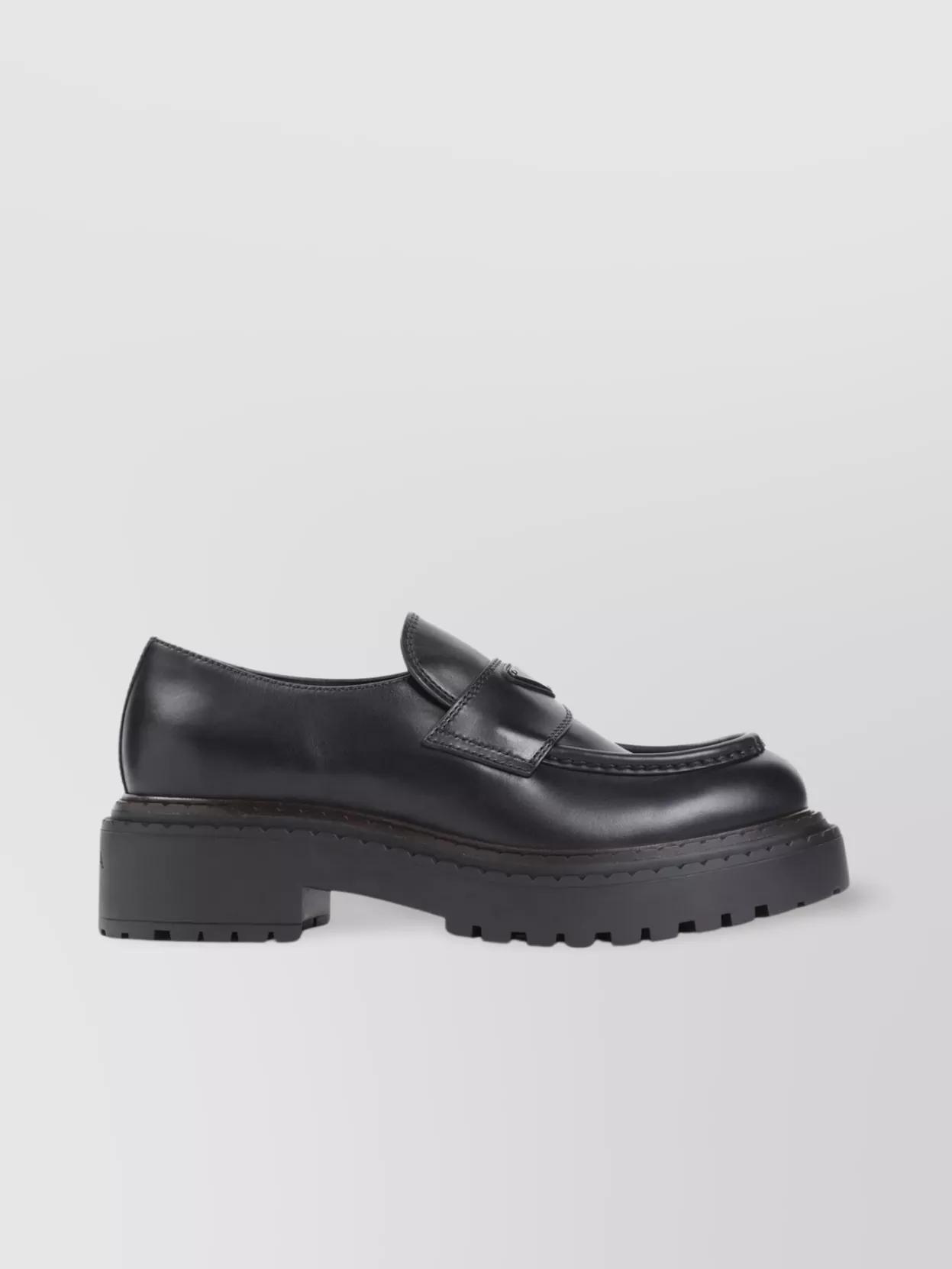 Prada Leather Loafers With Chunky Rubber Outsole in Black for Men | Lyst
