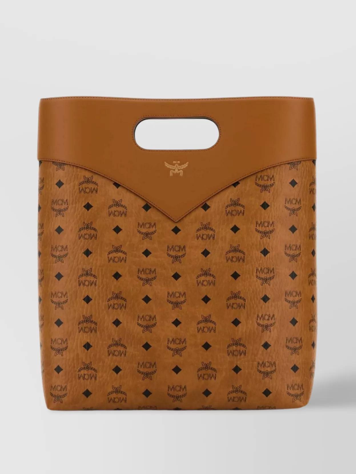 MCM Shopping Bag Canvas Cut-Out Handles in Brown for Men | Lyst