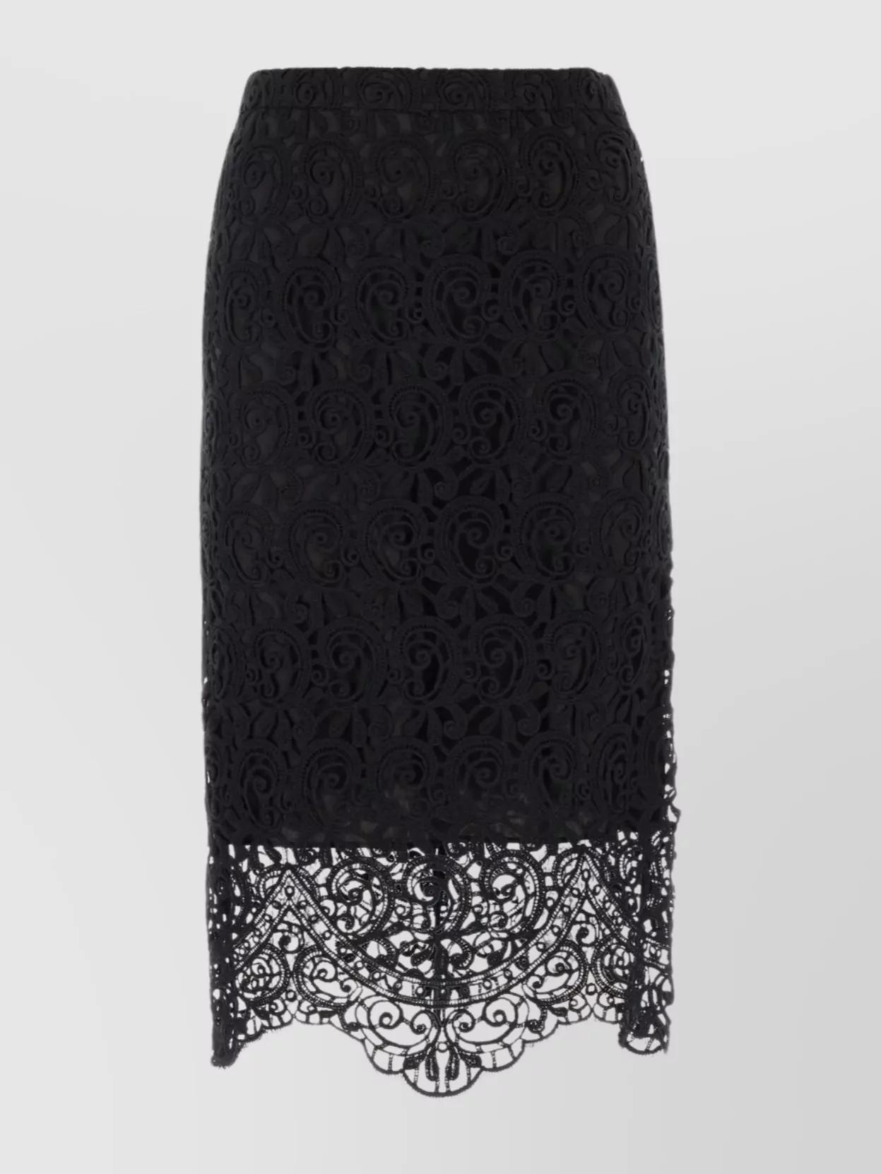 Burberry Lace Skirt With Asymmetric Hemline And Floral Pattern in Black ...