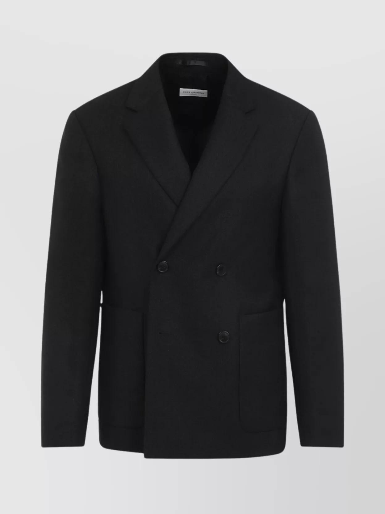 Dries Van Noten Boxy Fit Wool Jacket With Back Vent in Black for Men | Lyst