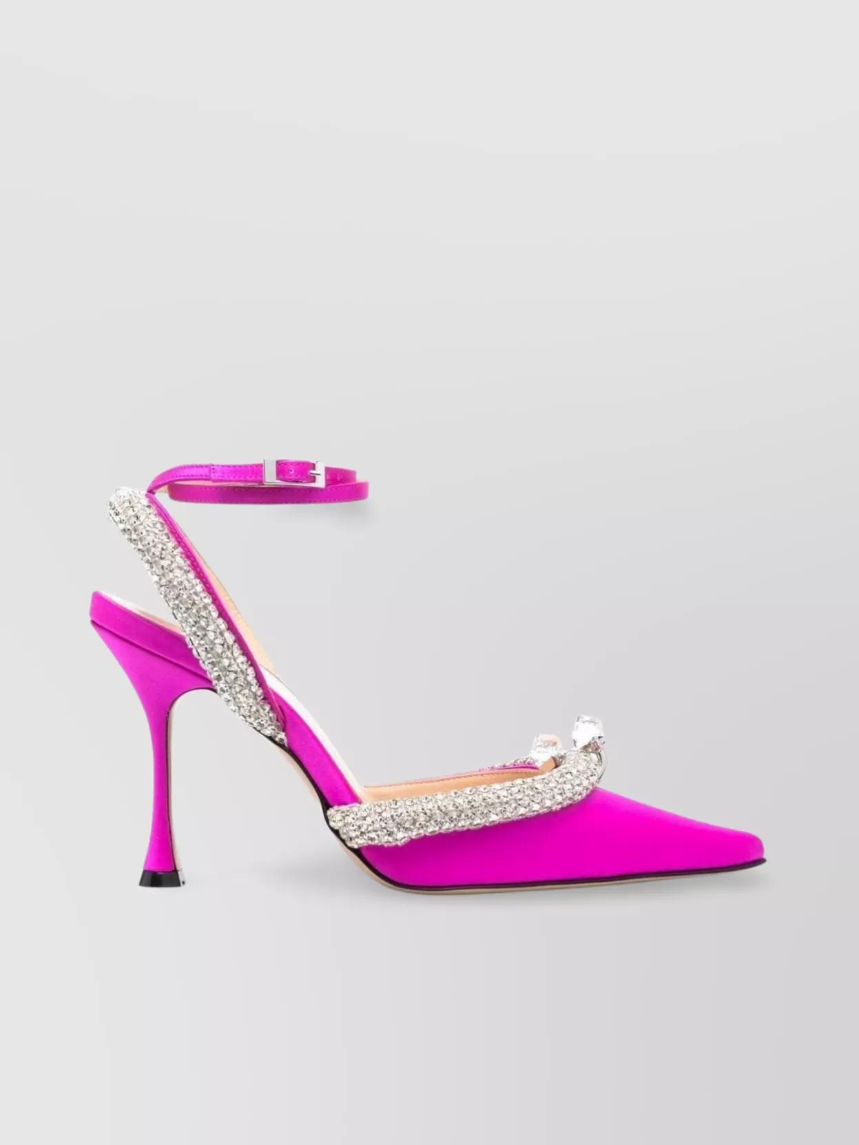 Mach & Mach Crystal-Embellished Satin Slingback Pumps in Pink | Lyst