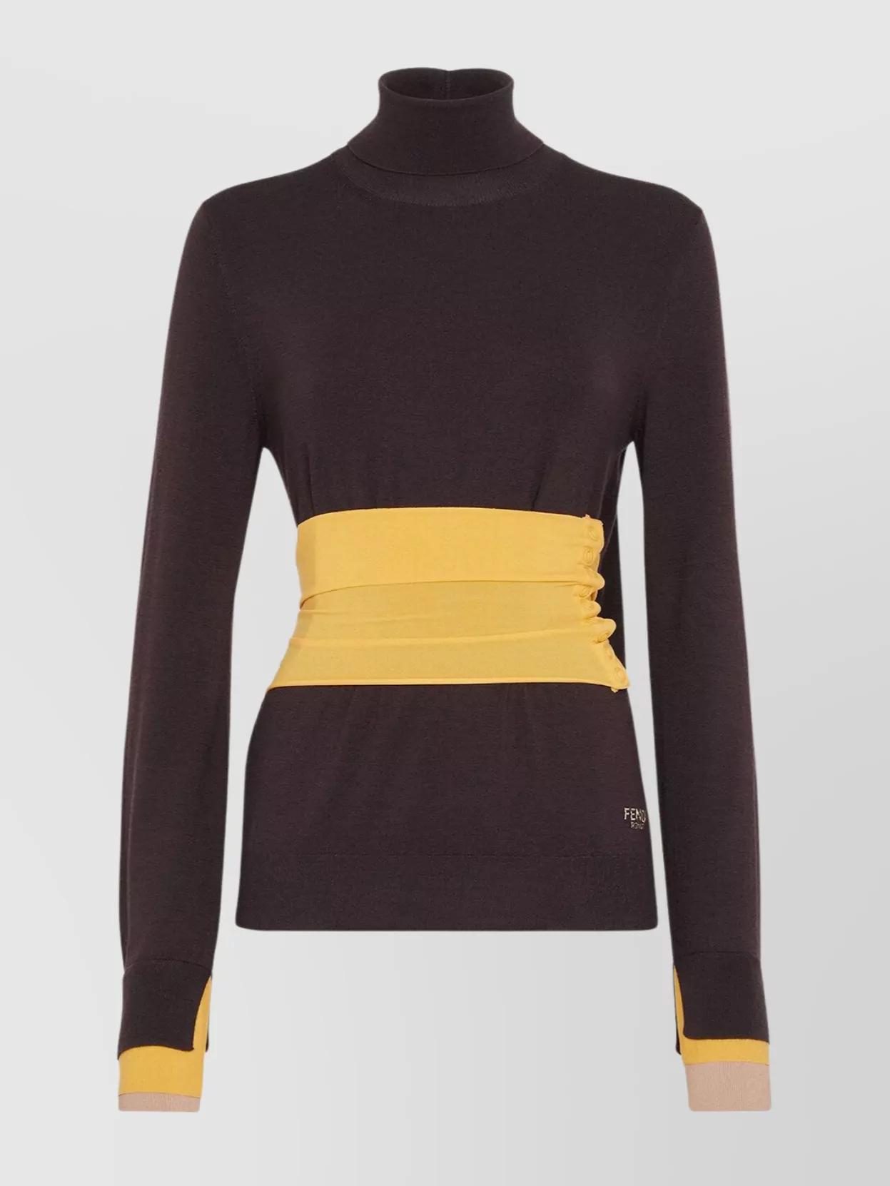 Fendi Knit Turtleneck Button Detailing in Blue | Lyst
