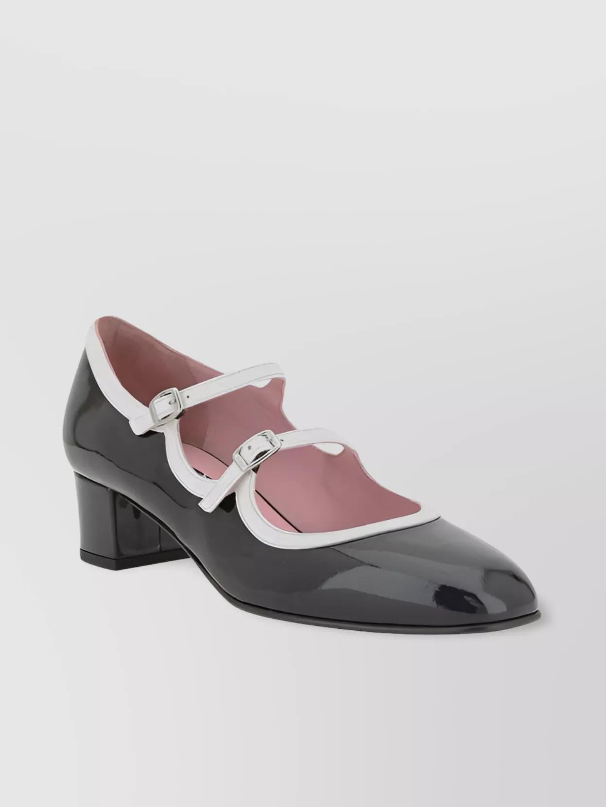 CAREL PARIS Almond Toe Block Heel Leather Pumps in Pink | Lyst