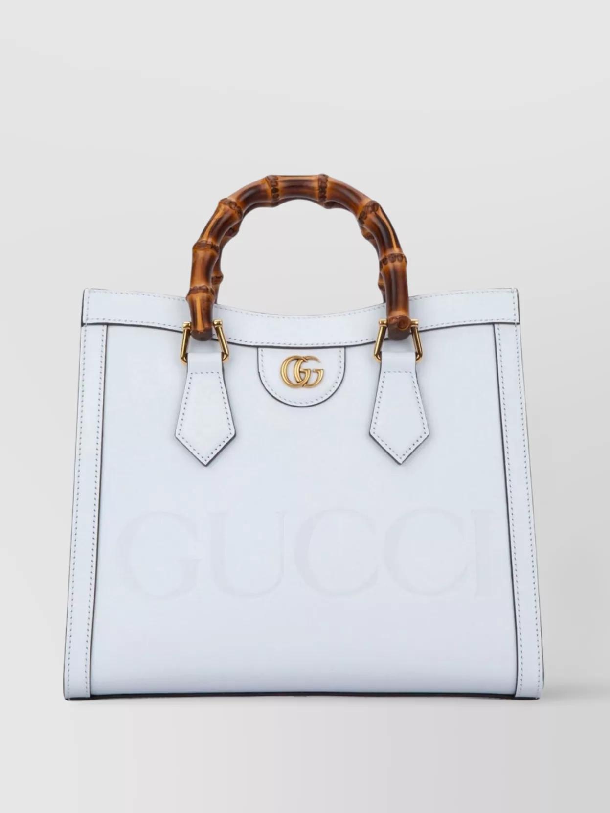 Gucci Top Handle Tote Bag With Bamboo Handles in White | Lyst