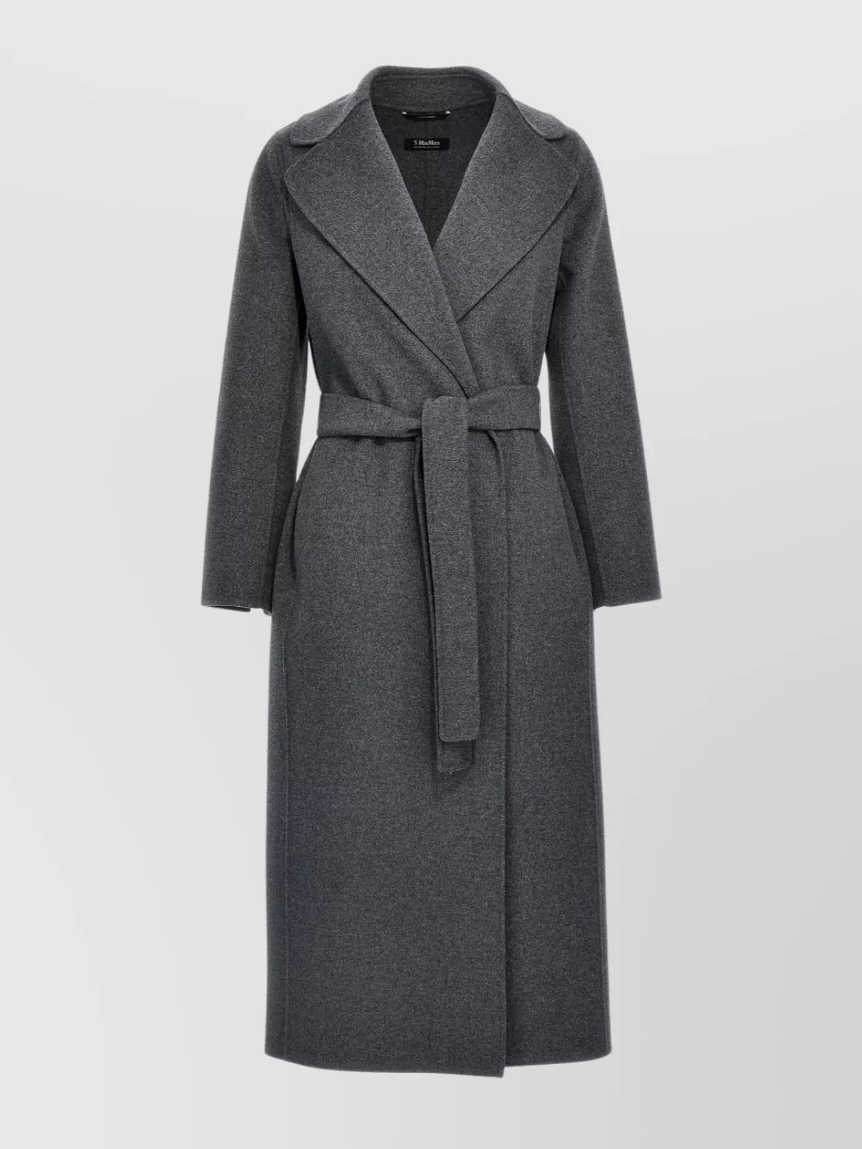 Max Mara Long Belted Coat With Back Vent in Gray | Lyst