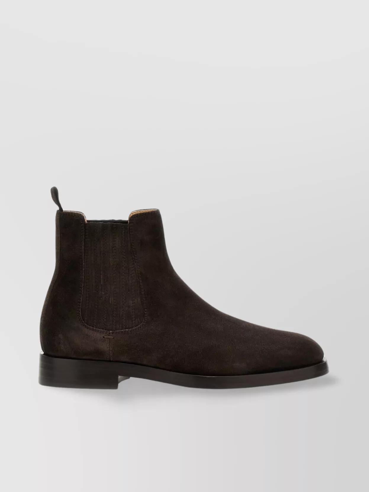 Brunello Cucinelli Round Toe Suede Ankle Boots With Elastic Side Panels ...