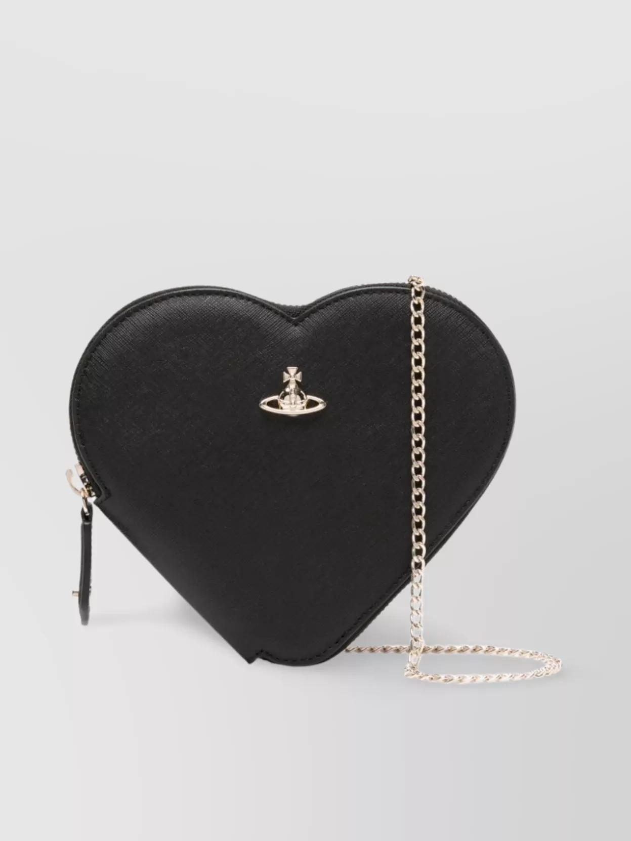 Vivienne Westwood Heart Textured Shoulder Bag in Black | Lyst