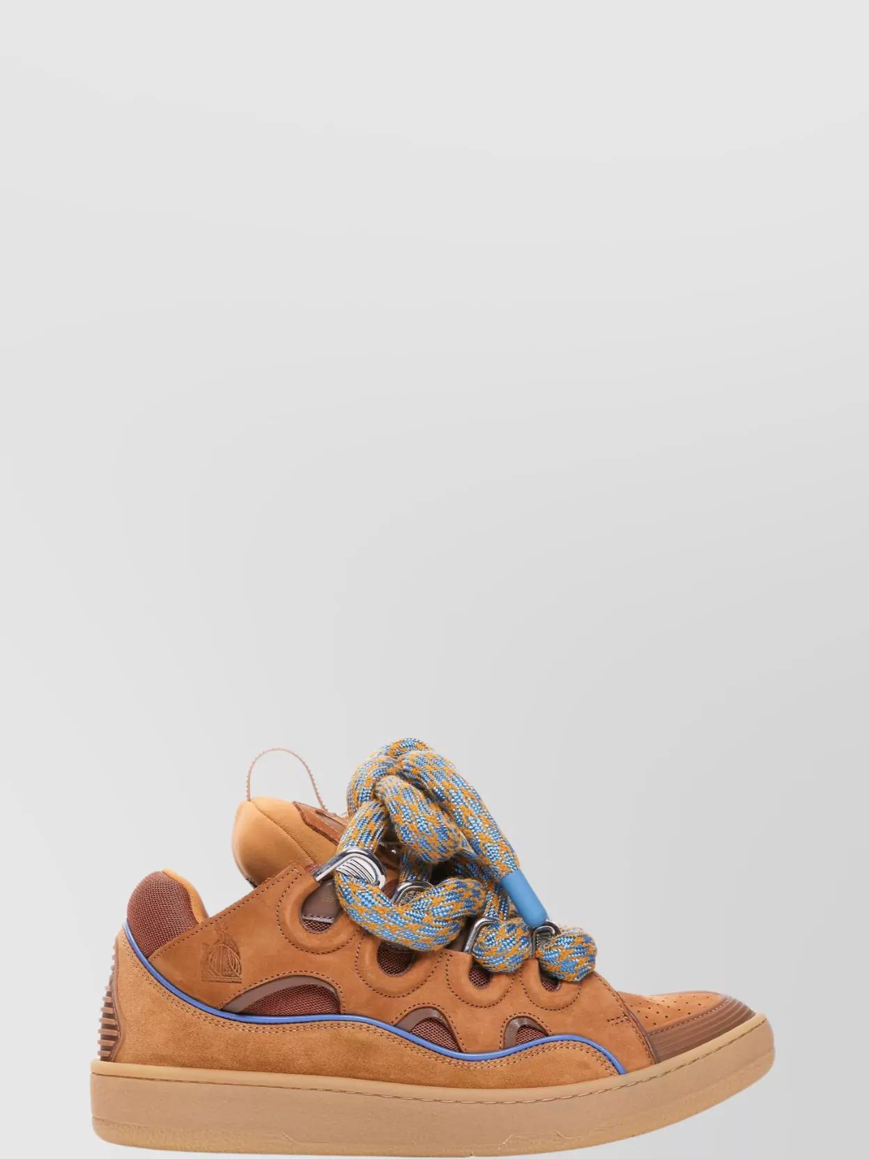 Lanvin Low Top Sneakers With Perforated Toe Box in Brown for Men | Lyst