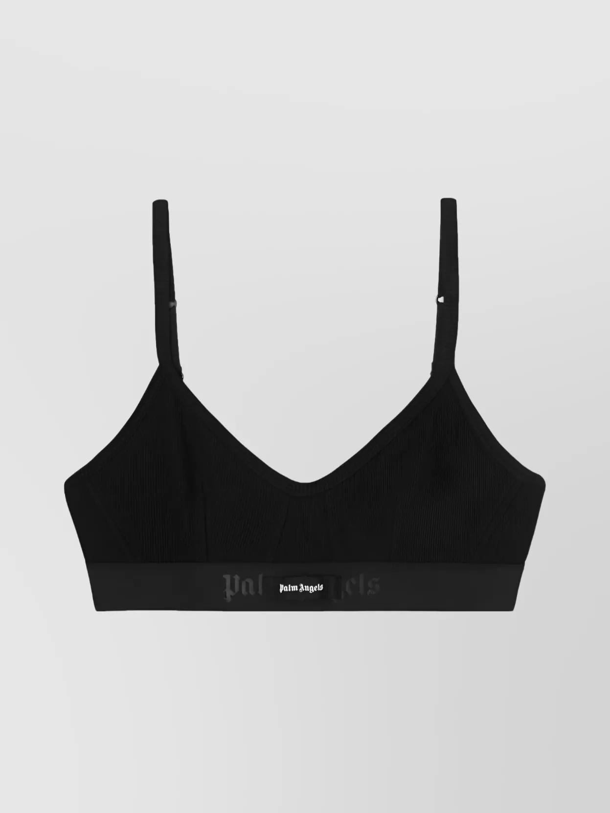 Palm Angels Cotton Logo Balconette Bra in Black | Lyst