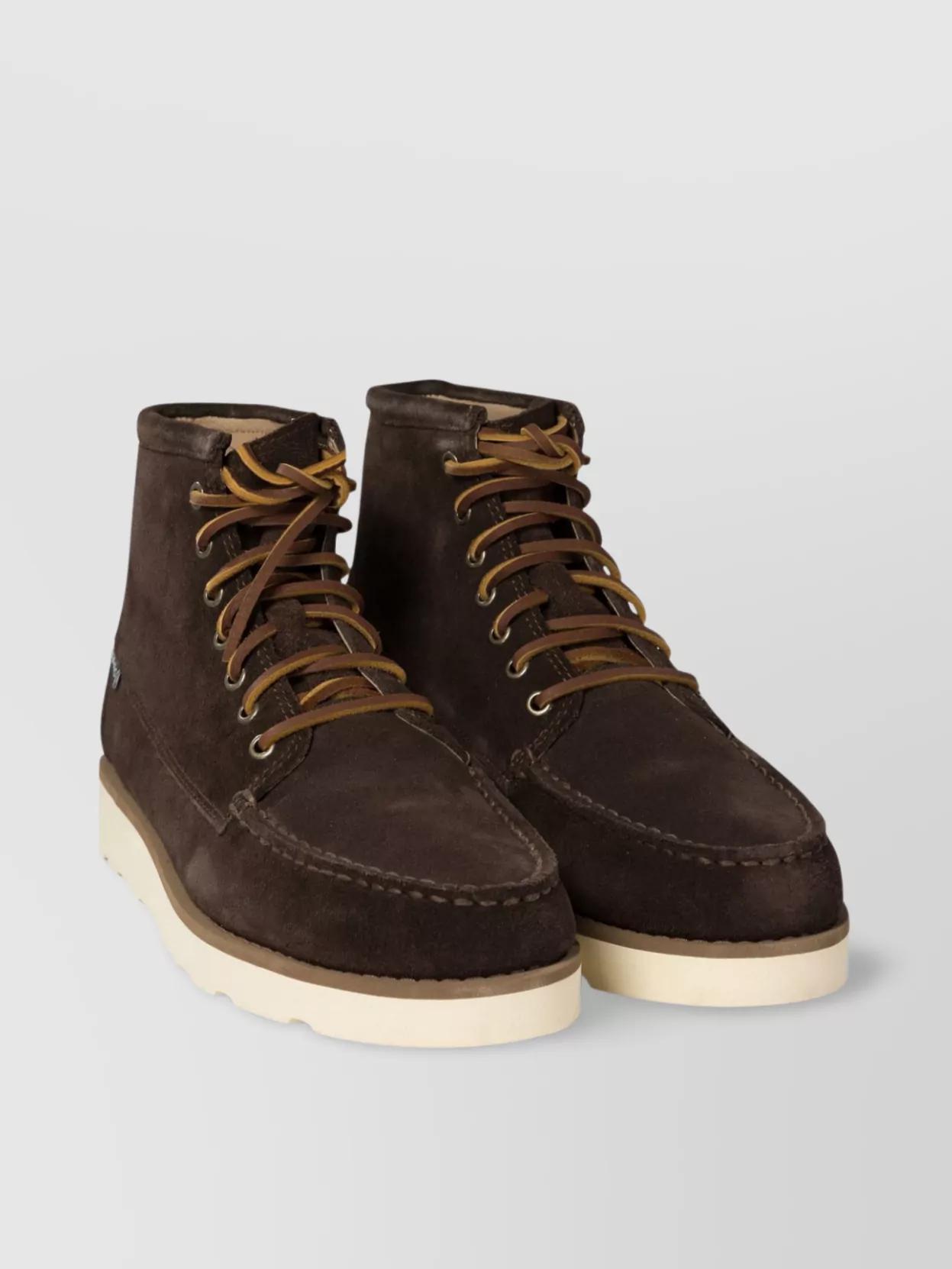 Sebago Mid Suede Lace-Up Boots With Stitch Detailing in Brown for Men ...
