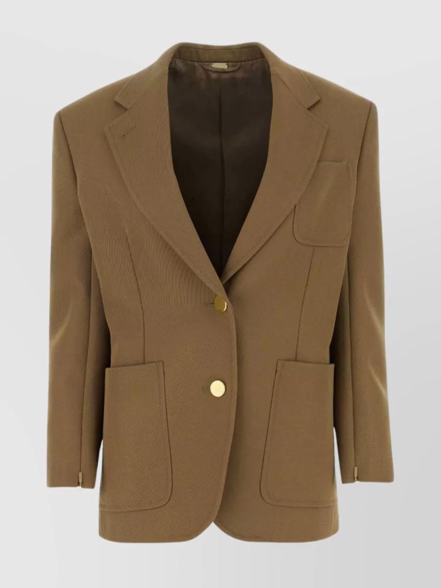 Gucci Structured Wool Blazer With Notch Lapels in Green | Lyst