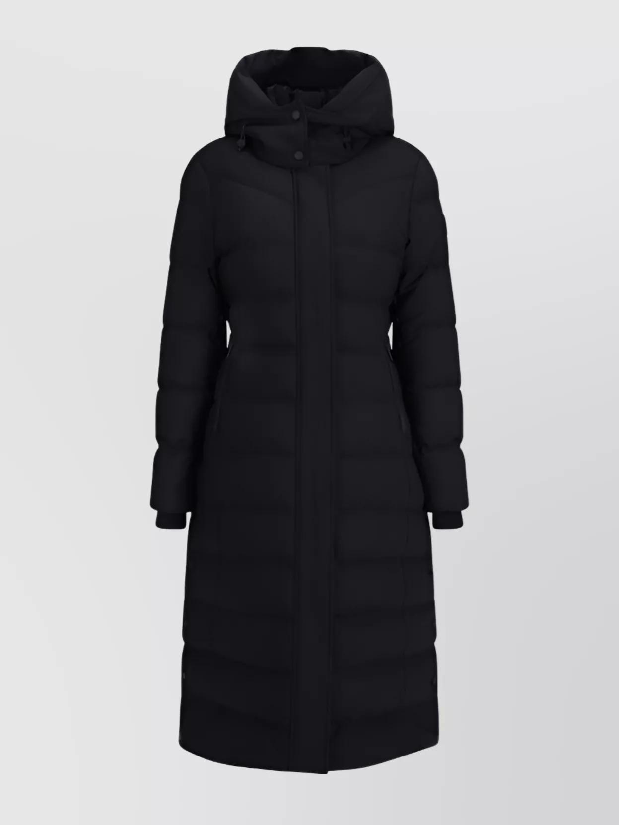 Moose Knuckles Quilted Long Jacket Removable Hood in Blue | Lyst