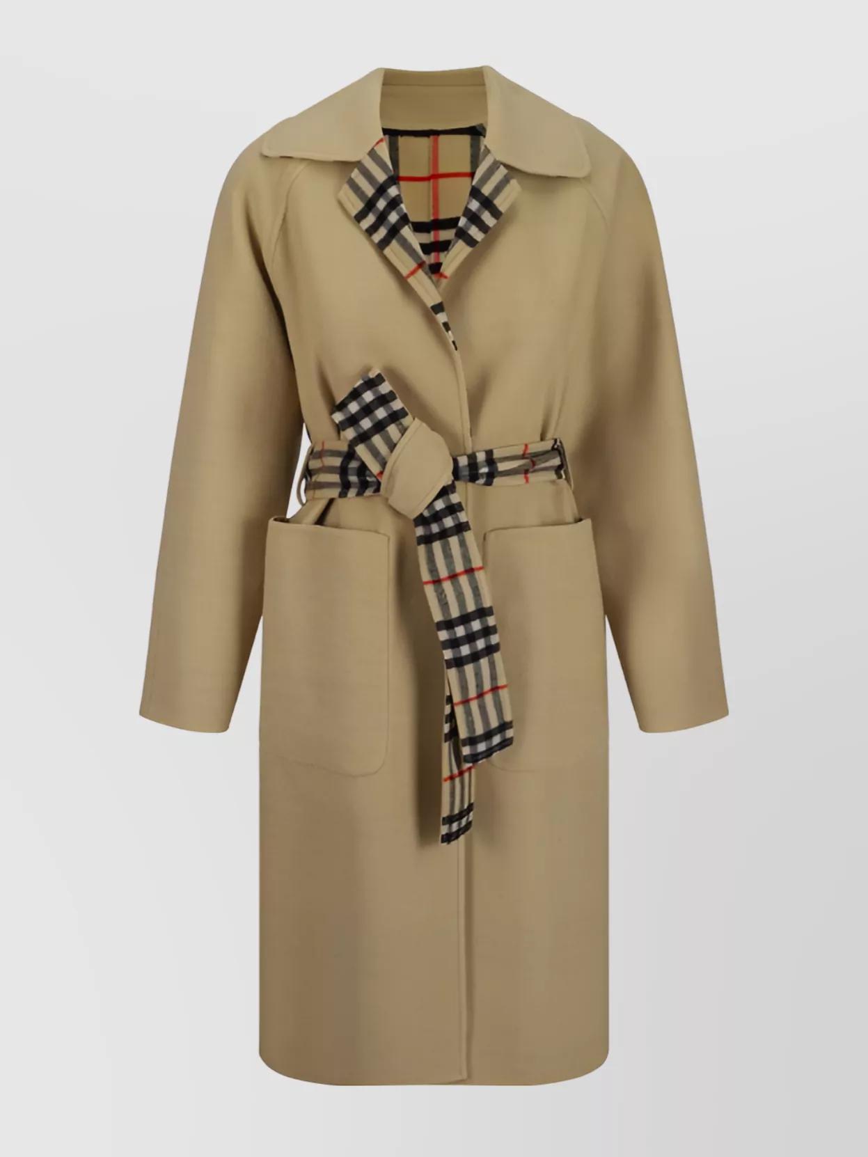 Burberry Reversible Wool Coat Check Pattern in Natural | Lyst
