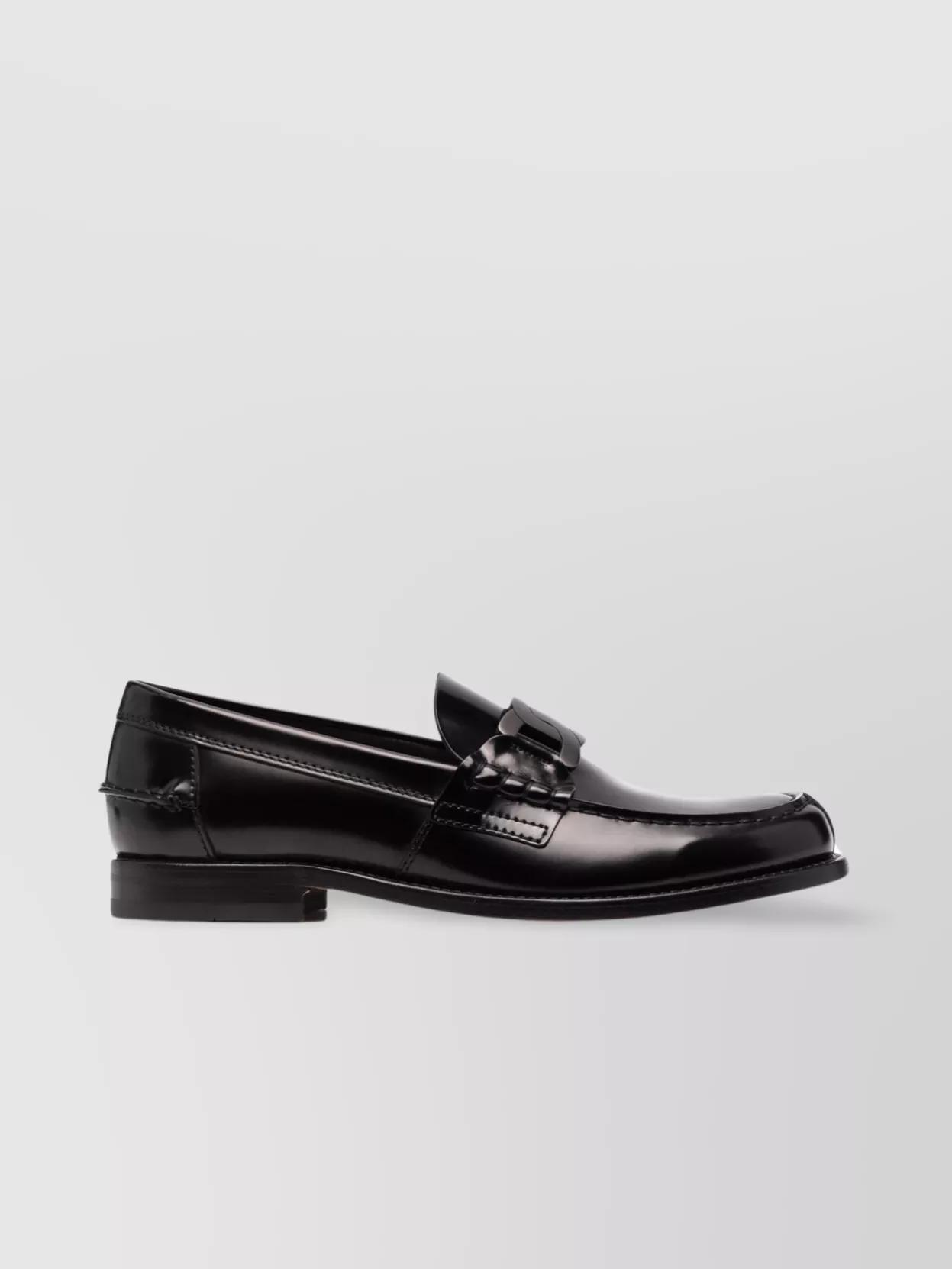 Tod's Almond Toe Chain-Link Loafers With Metal Hardware in Black for ...