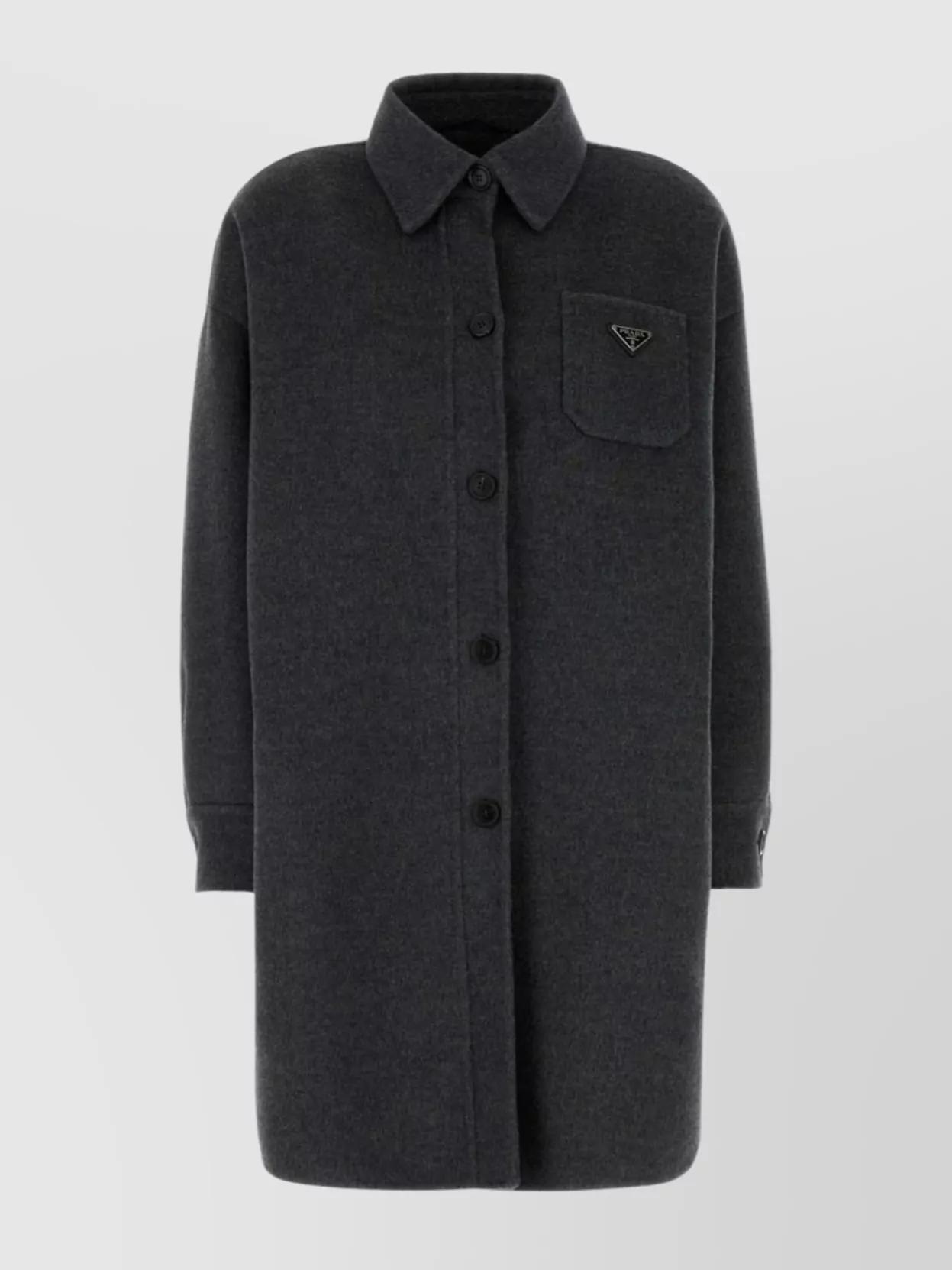 Prada Coat Wool Blend Chest Pocket in Black | Lyst